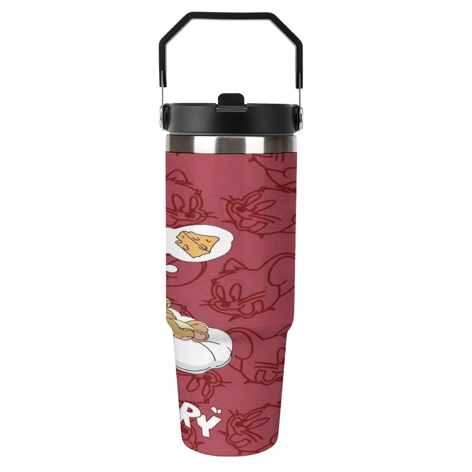 Tom Cat Jerly Tumbler with Lid Straw Top Handle 30oz Leakproof Vacuum ...