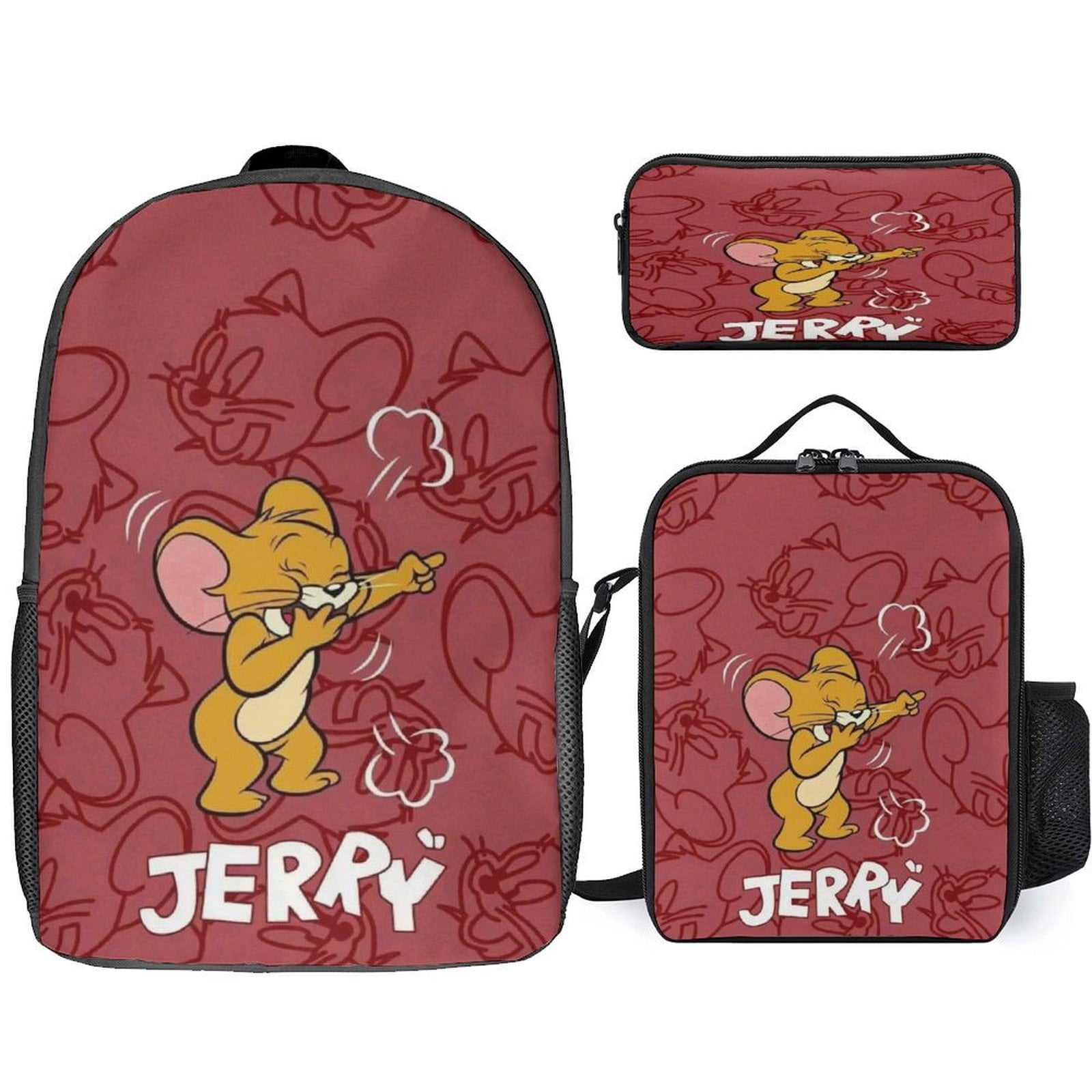 Tom Cat Jerry Backpack 3PCS Backpack Set Lunch Box and Pencil Case ...