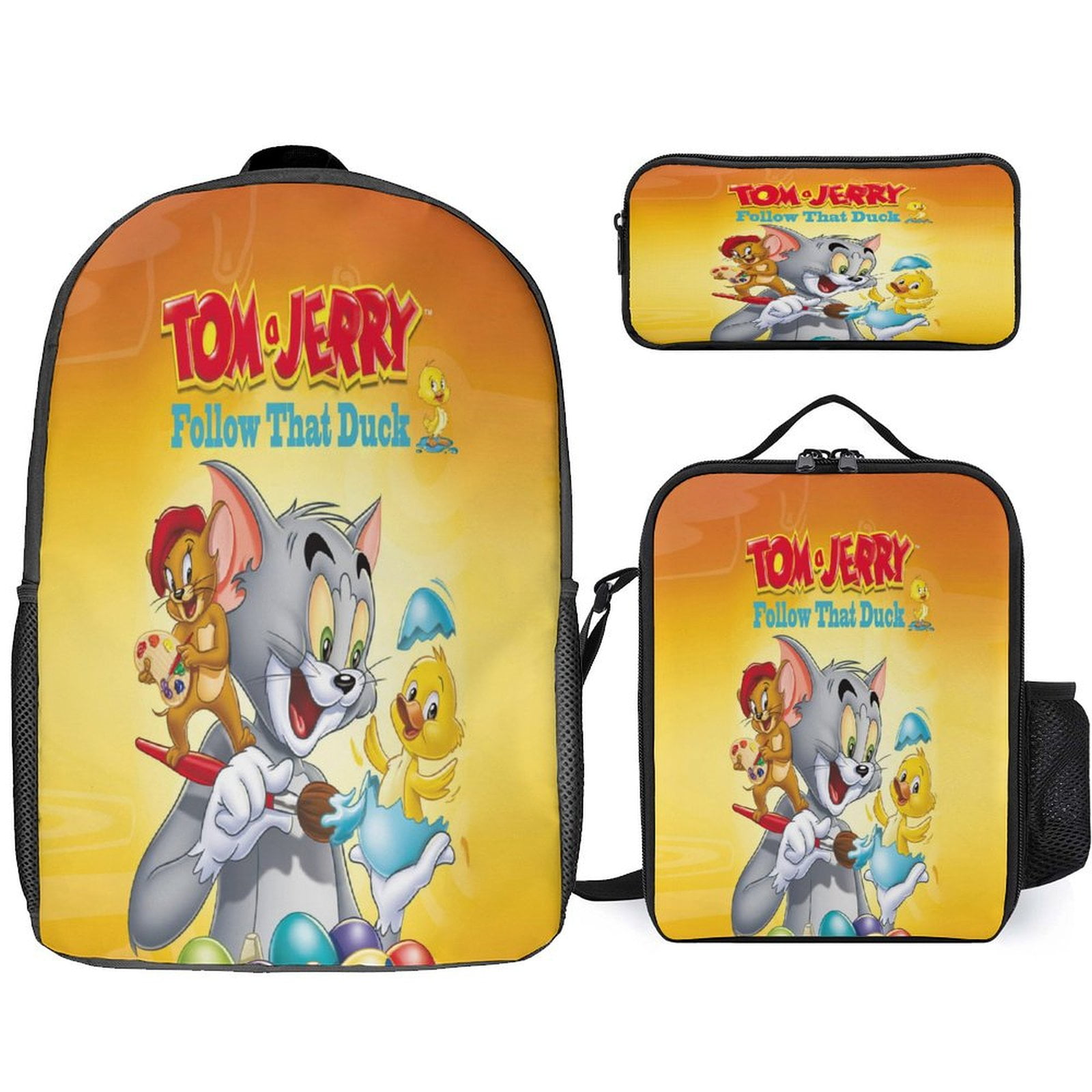 Tom Cat Jerry Backpack 3PCS Backpack Set Lunch Box and Pencil Case ...