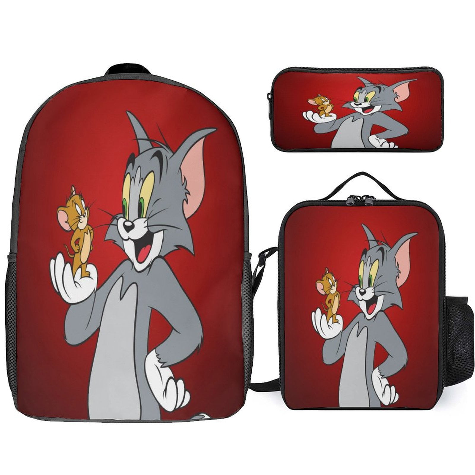 Tom Cat Jerry Backpack 3PCS Backpack Set Lunch Box and Pencil Case ...