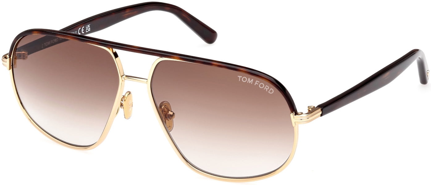 Tom Ford FT1019 30F Metal Shiny Deep Gold Gradient Brown 59 mm Men's Sunglasses - Walmart.com