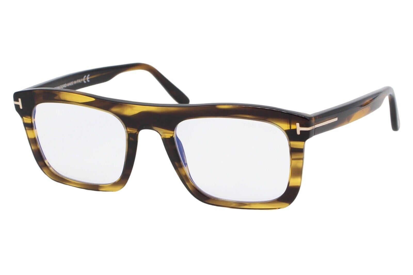 Tom Ford TF 5757-B 055 Brown Horn Gold Eyeglasses Blue Block Lens 52-22 ...