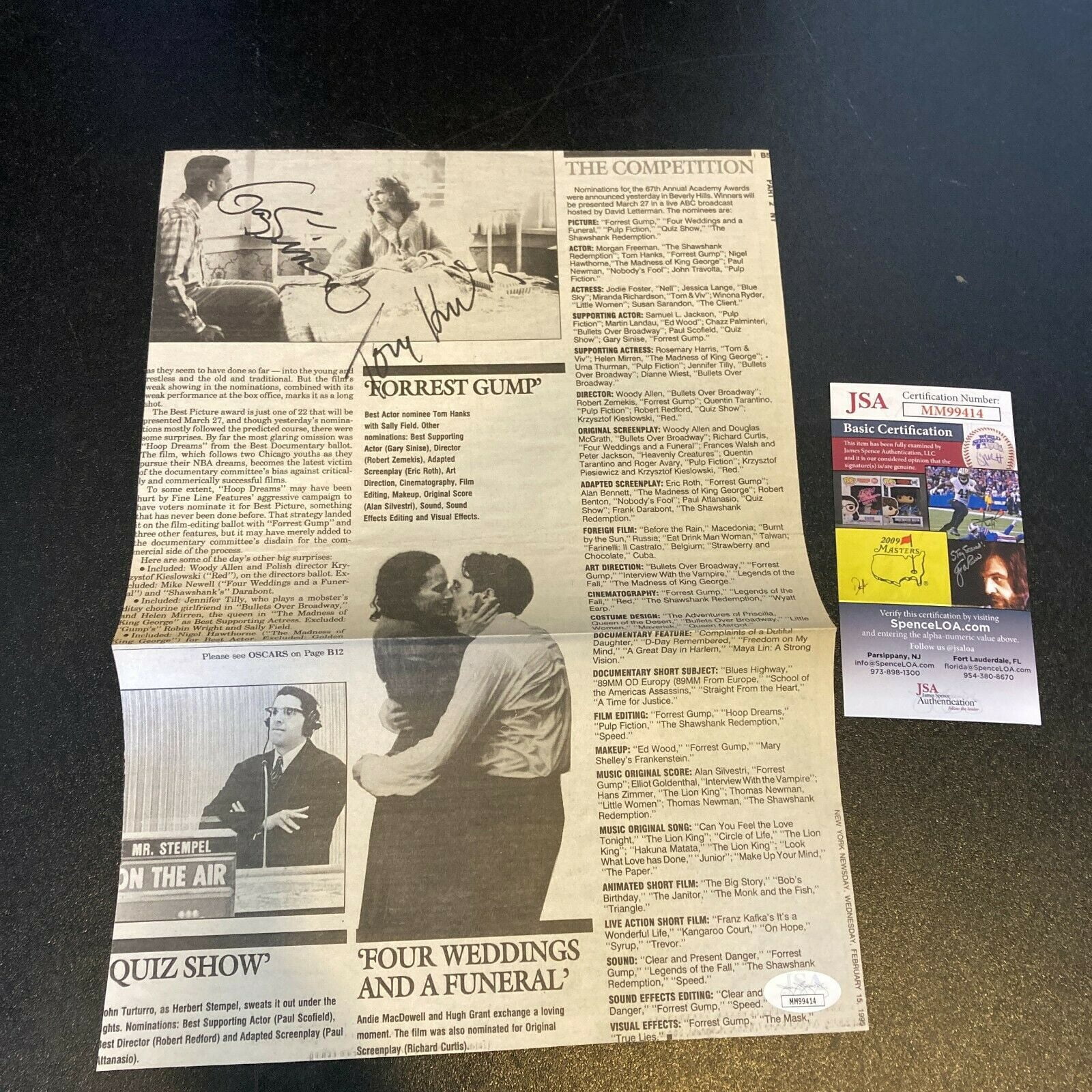 Tom Hanks Gary Sinise Signed Autographed Forrest Gump Newspaper Photo ...