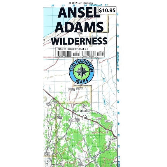 Tom Harrison Maps Ansel Adams Wilderness Trail Map: Shaded-Relief Topo ...