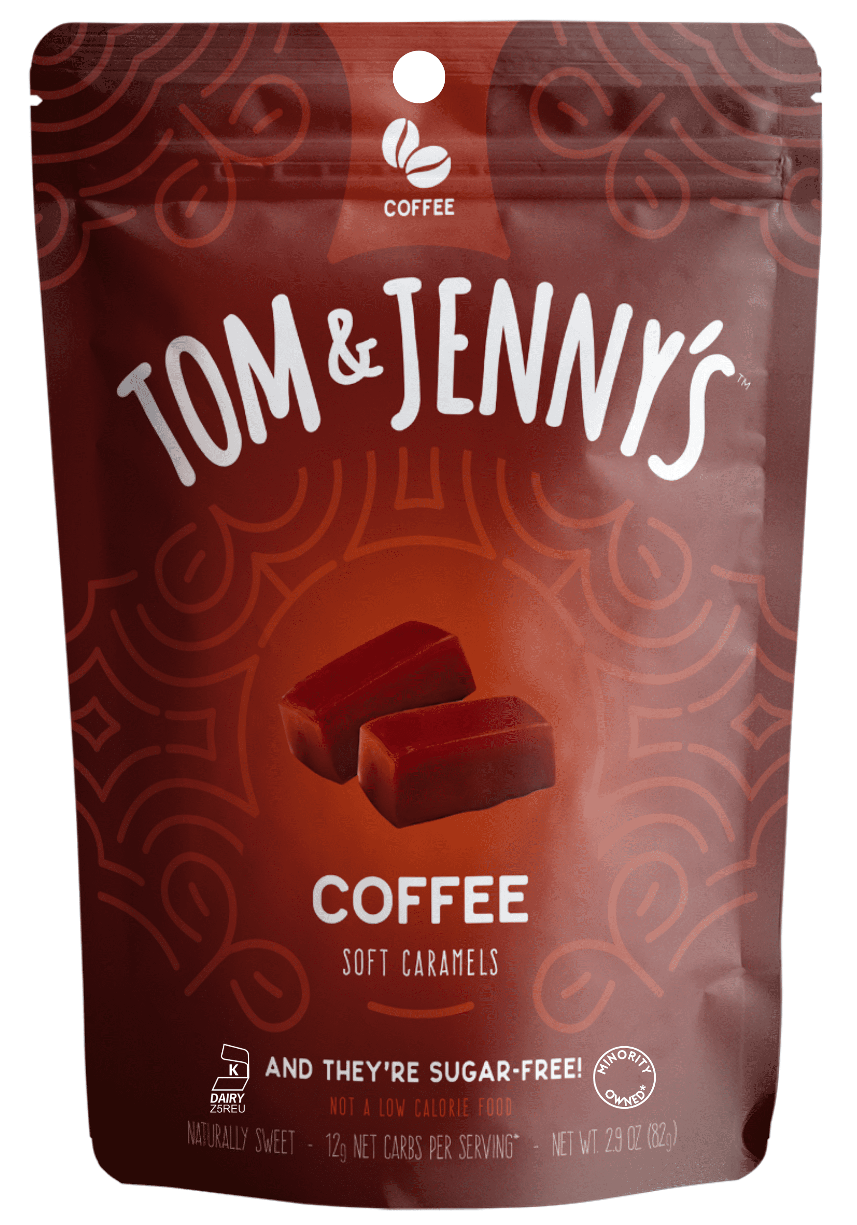 Tom & Jenny’s Soft Caramels Candy SugarFree Caramel Candy 1 Bag Coffee ...