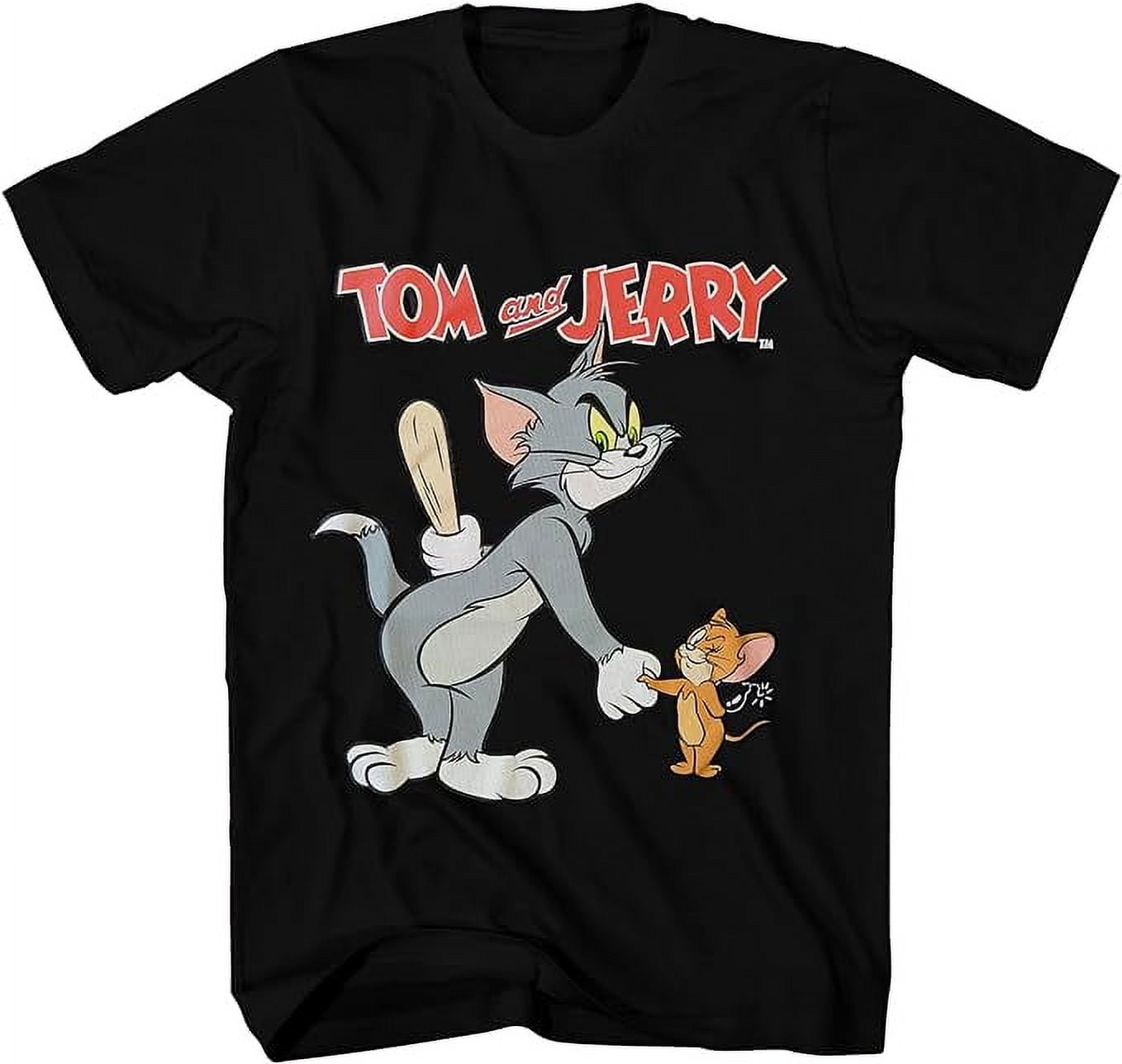 Tom & Jerry Battle Shirt, Vintage Cartoon Black T-Shirt - Unisex Adult, Small - Walmart.com