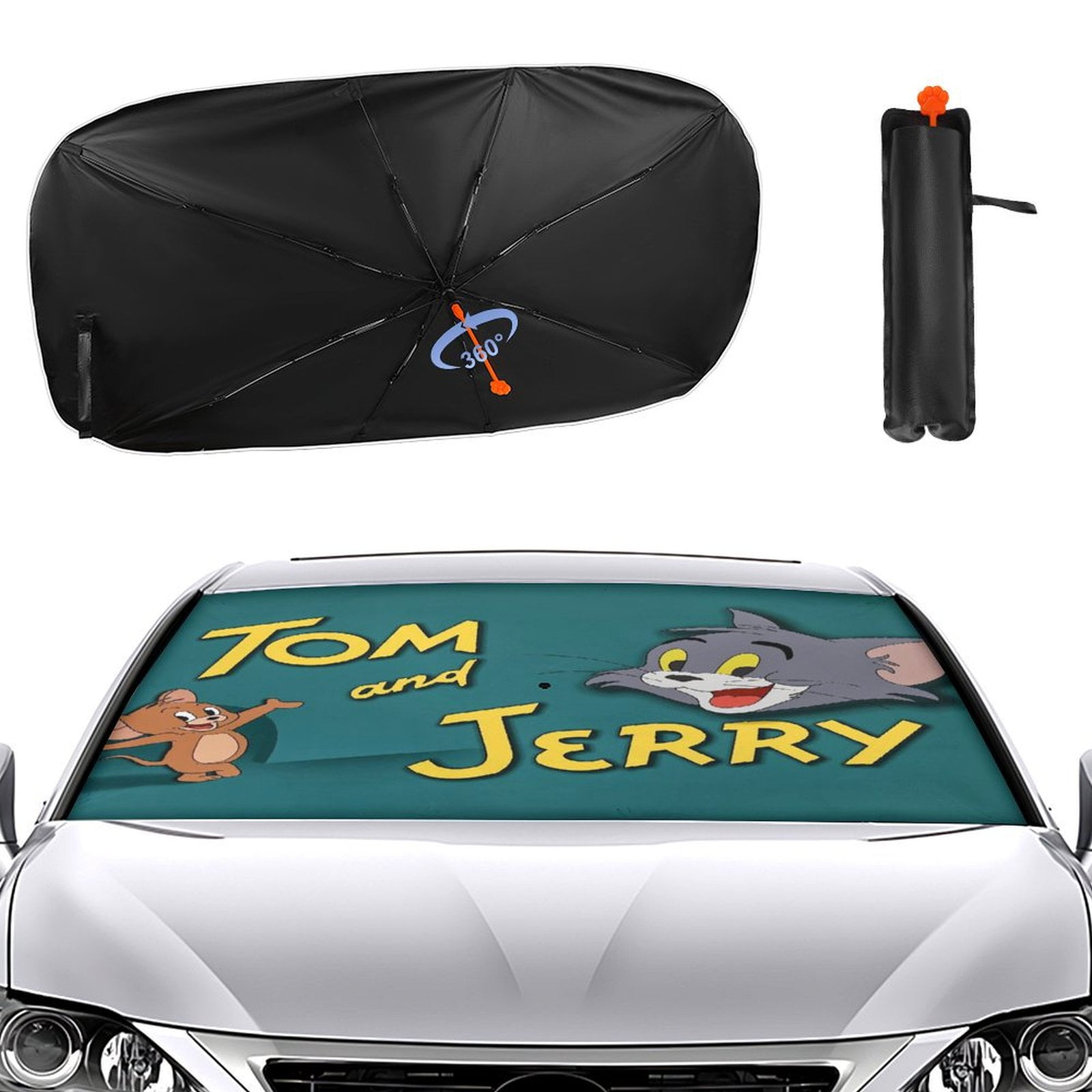 Tom And Jerry Car Windshield Sunshade Umbrella - Foldable Car ...
