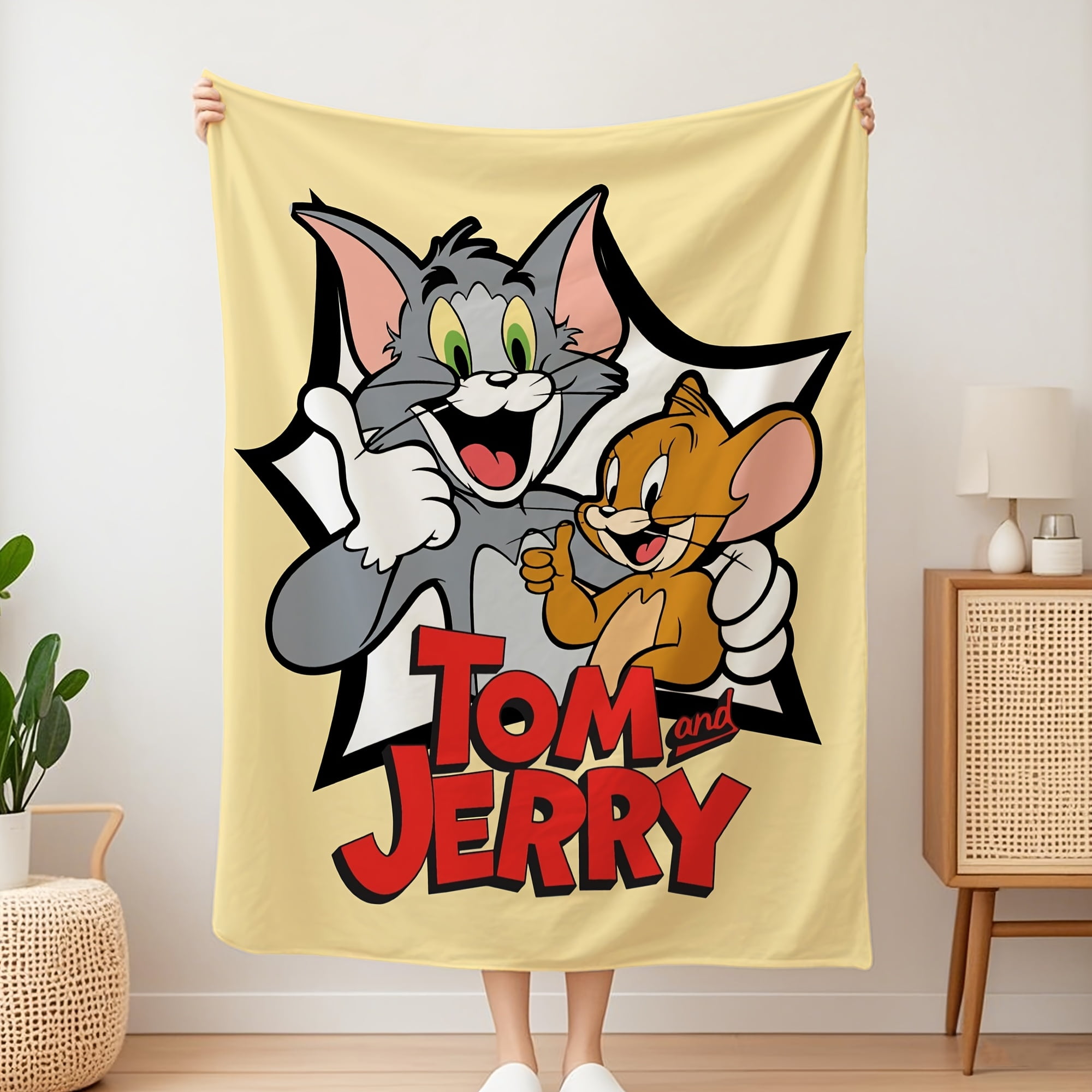 Tom and Jerry Cartoon Character Flannel Blanket Soft and Warm All ...