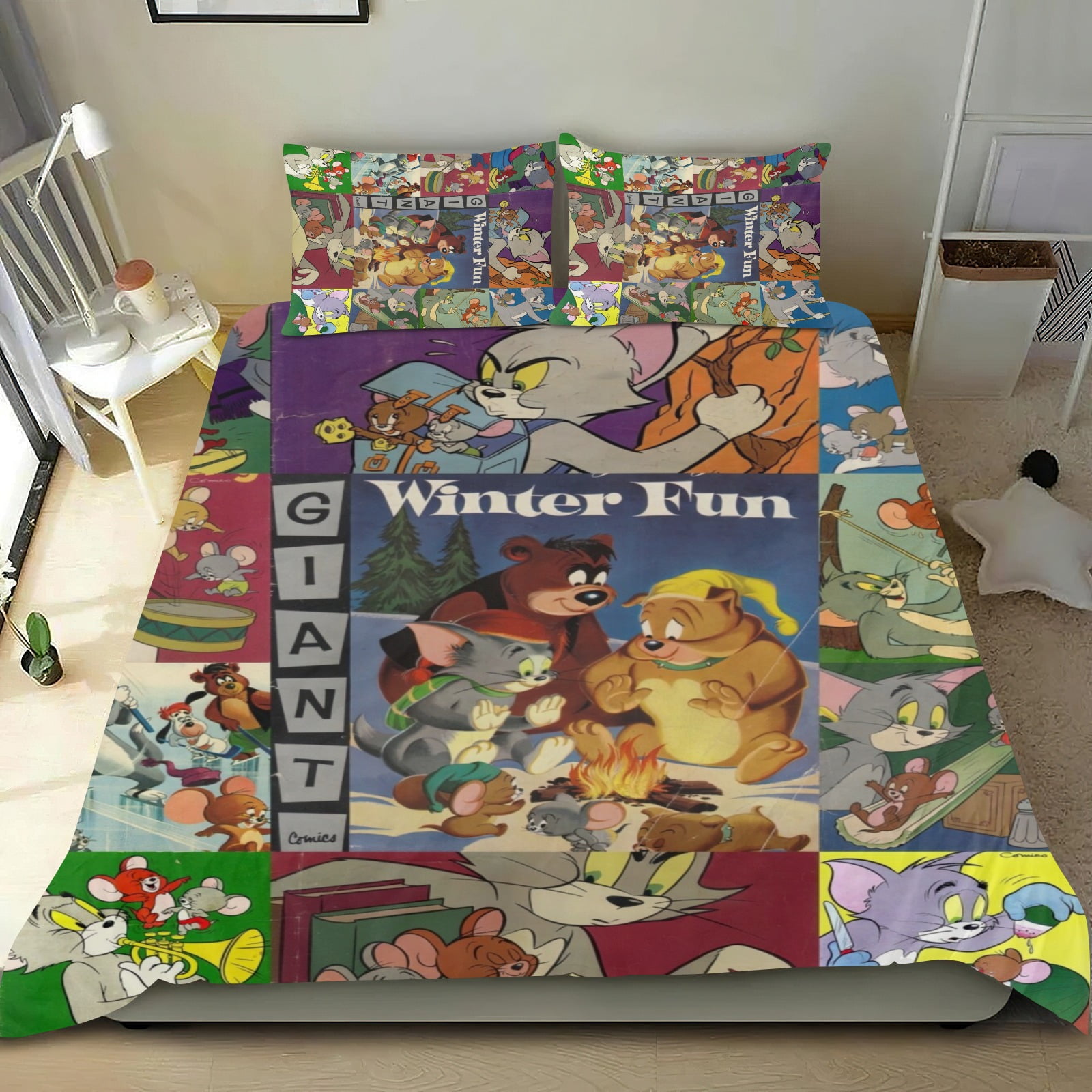 Tom and Jerry Comforter Set 3 Piece Bedding Set Cute Duvet Cover Sets ...