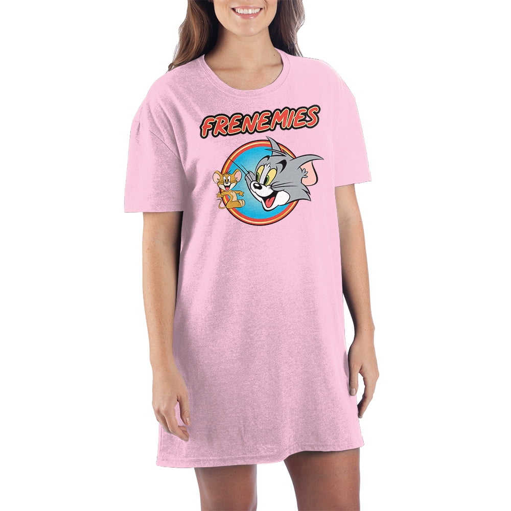 Tom & Jerry Frenemies Classic Cartoon Character Pink Sleep Tee - M ...