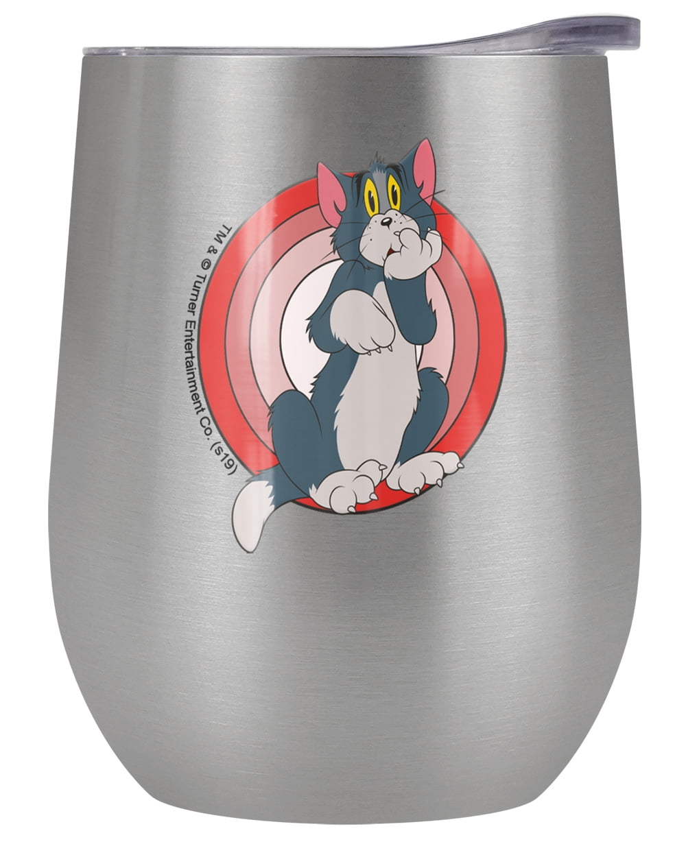Tom And Jerry Official Tom Character 12 OZ Stemless Wine Tumbler ...