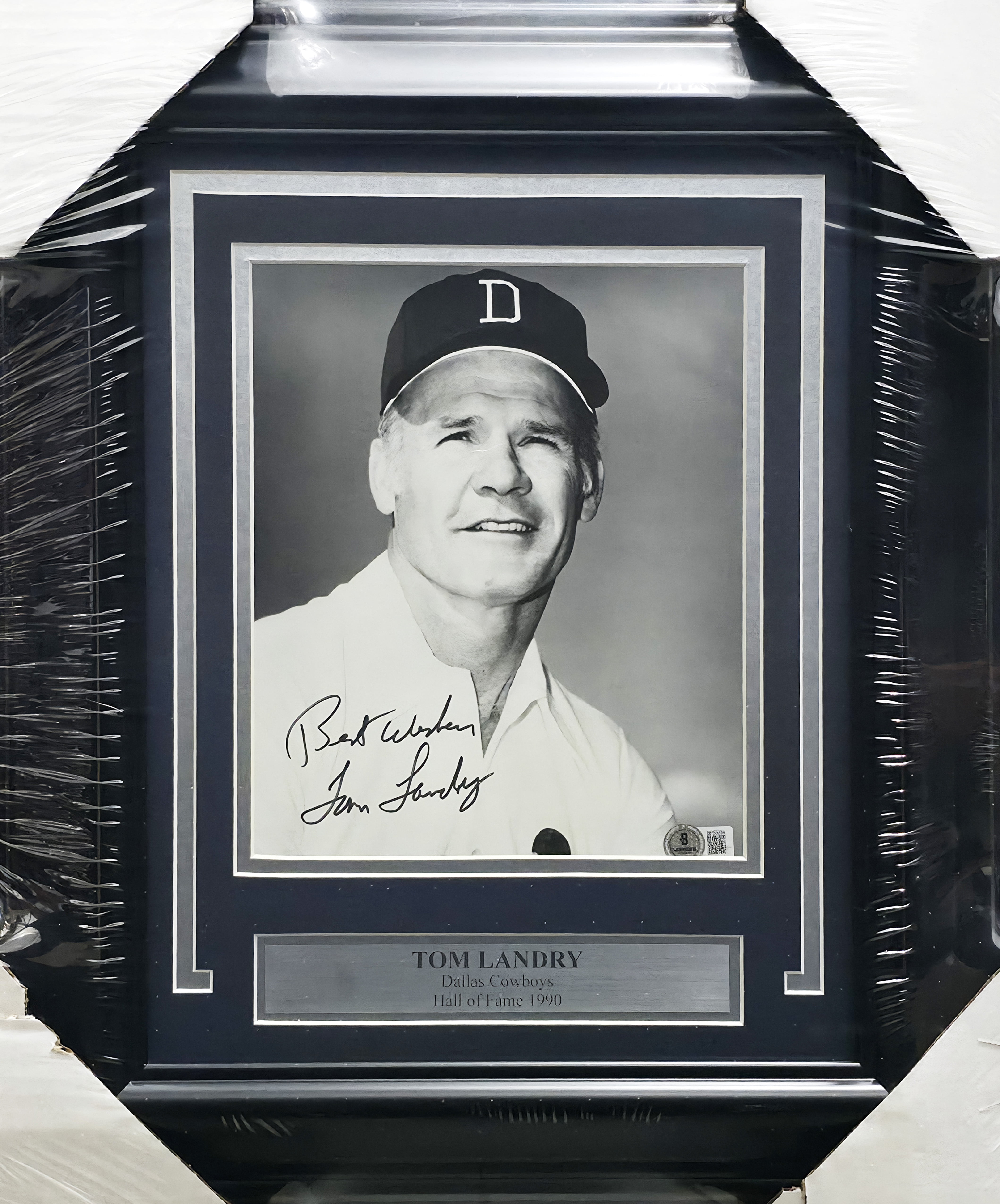Tom Landry Autographed Framed 8x10 Photo Dallas Cowboys "Best Wishes ...