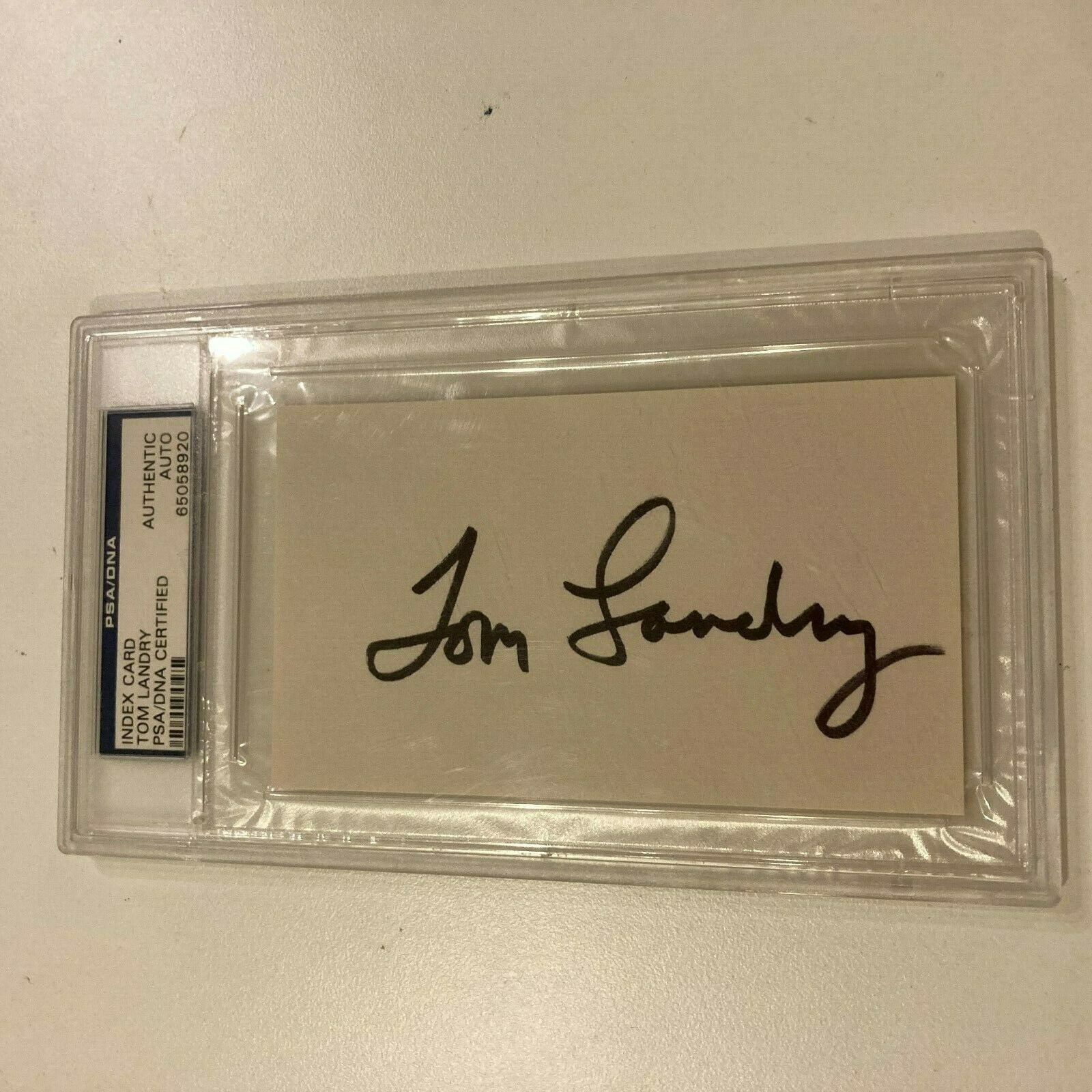 Tom Landry Signed Autographed Index Card PSA DNA COA Dallas Cowboys ...