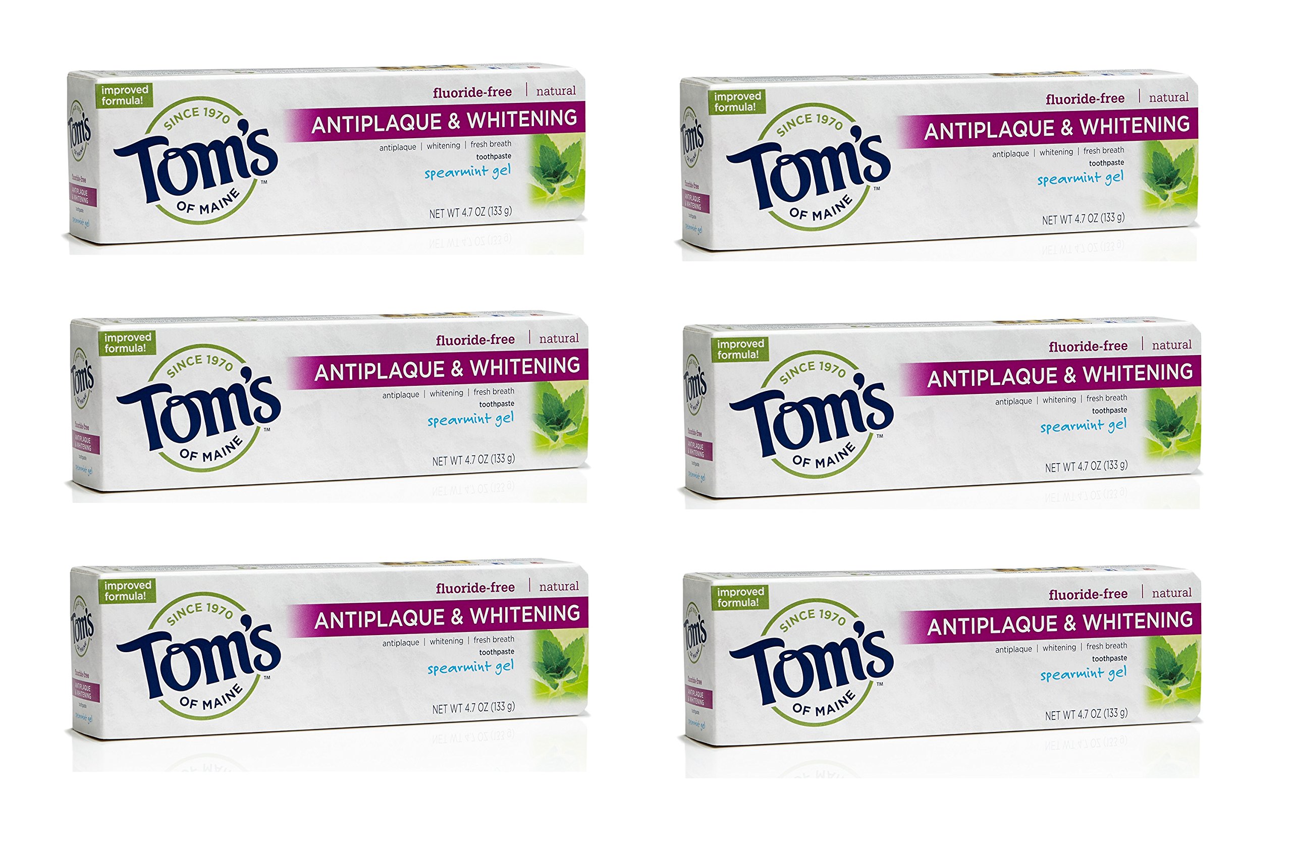 Tom,S Of Maine Antiplaque Plus Whitening Gel, Spearmint, 4.7 Ounce ...