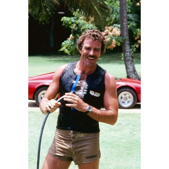 Tom Selleck in Magnum, P.I. with Ferrari 308 GTS in background 24x36 ...