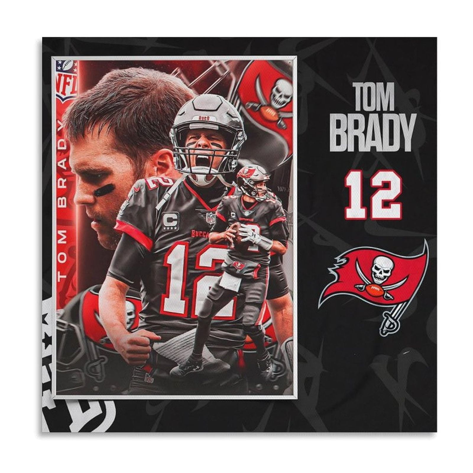 Tom Terrific Tom & Brady Football Legend Player Poster (4) Canvas ...