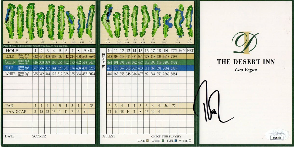 Tom Watson Signed Autographed Scorecard Reflection Bay Las Vegas JSA ...