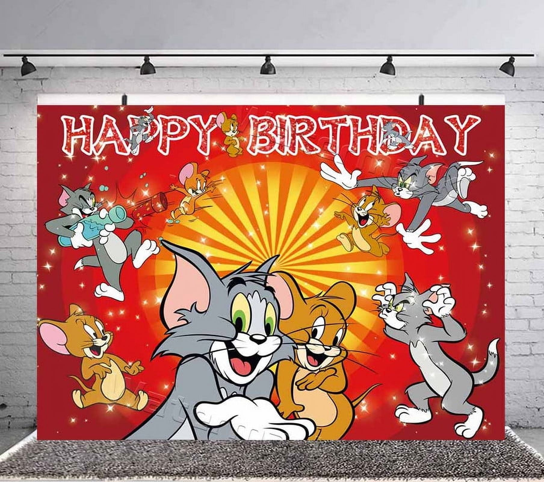 Tom and Jerry Backdrop Banner Party Supplies Post Birthday Decorations ...