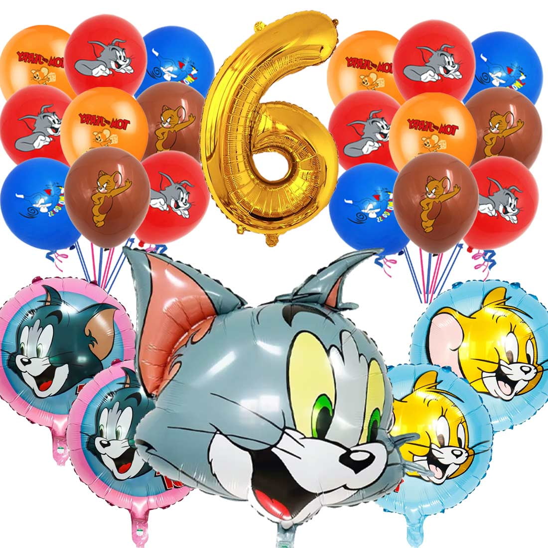 Tom and Jerry Balloons Party Supplies 6th Big Number Decorations Decor ...