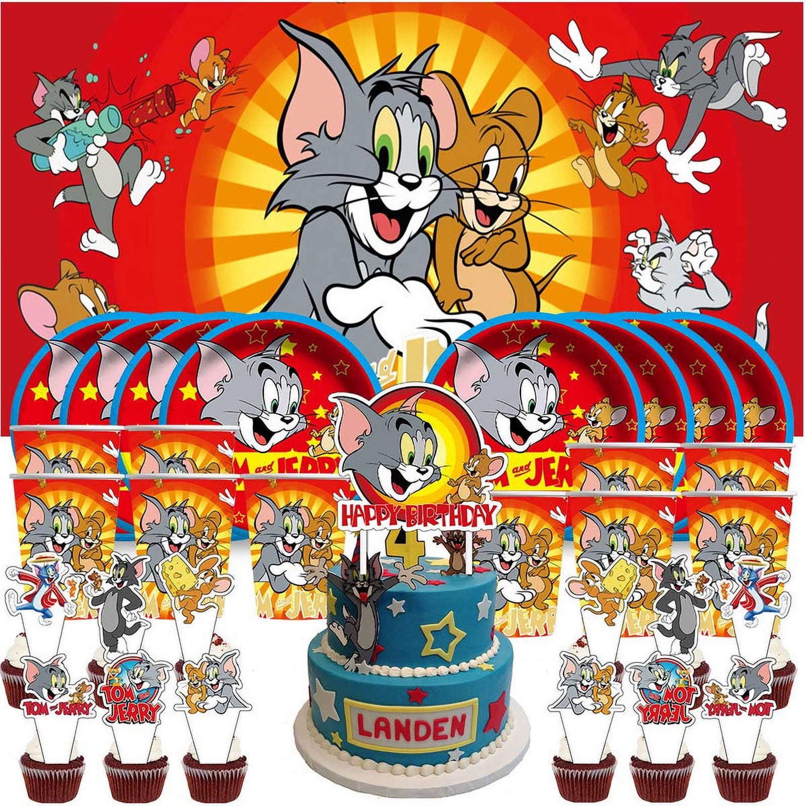 Tom and Jerry Birthday Cups Party Supplies Decor Backdrop Plates Fans ...