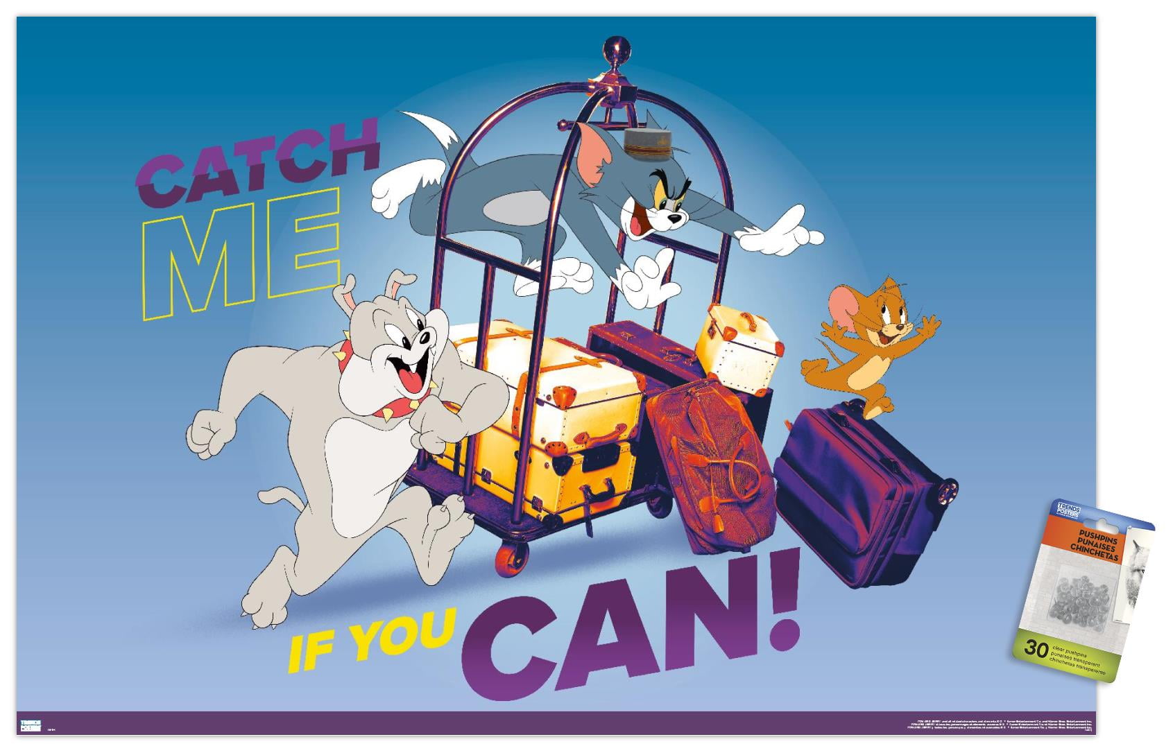 Tom and Jerry - Catch Me If You Can Wall Poster with Pushpins, 22.375 ...