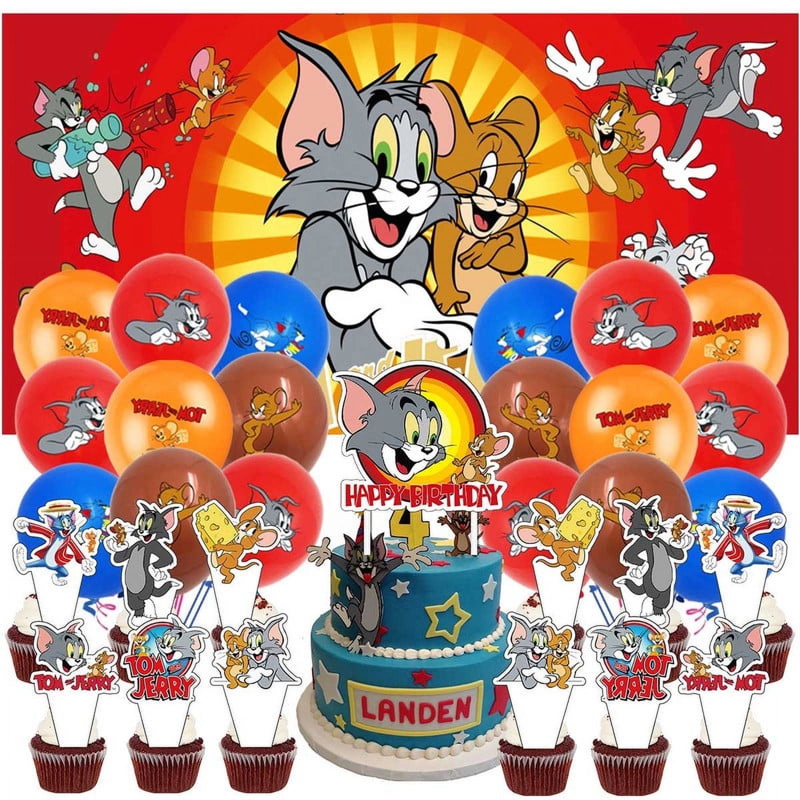 Tom and Jerry Party Supplies Latex Balloons Decor Banner Backdrop Kit ...