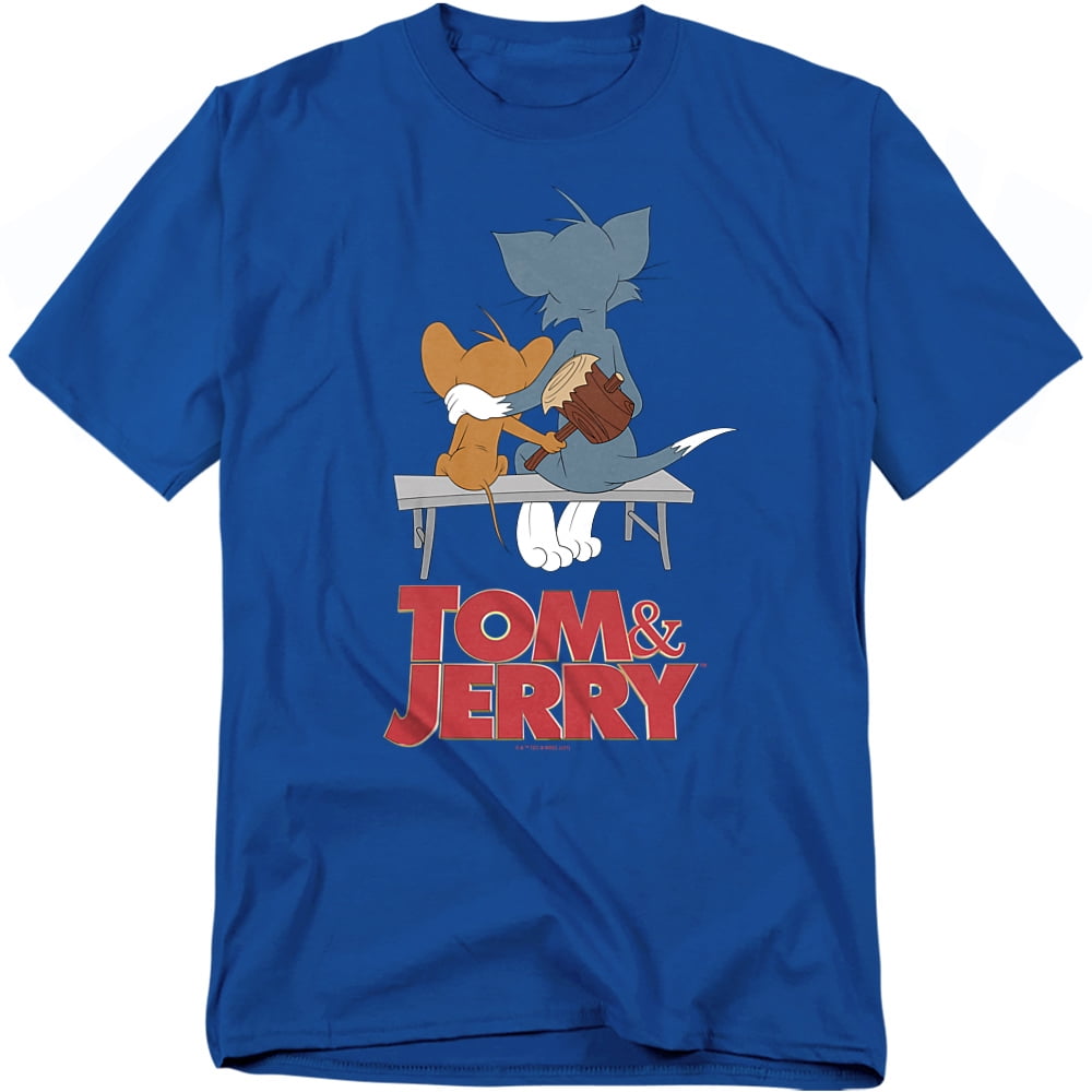 Tom and Jerry Movie Park Bench Unisex Adult T-Shirt, Royal, Large ...