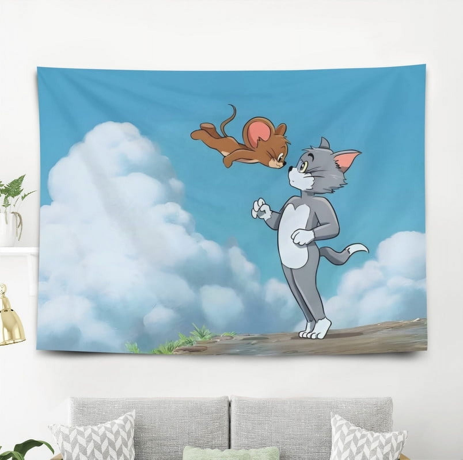 Tom and Jerry pattern wall hanging 50*60 inches high-quality peach skin ...