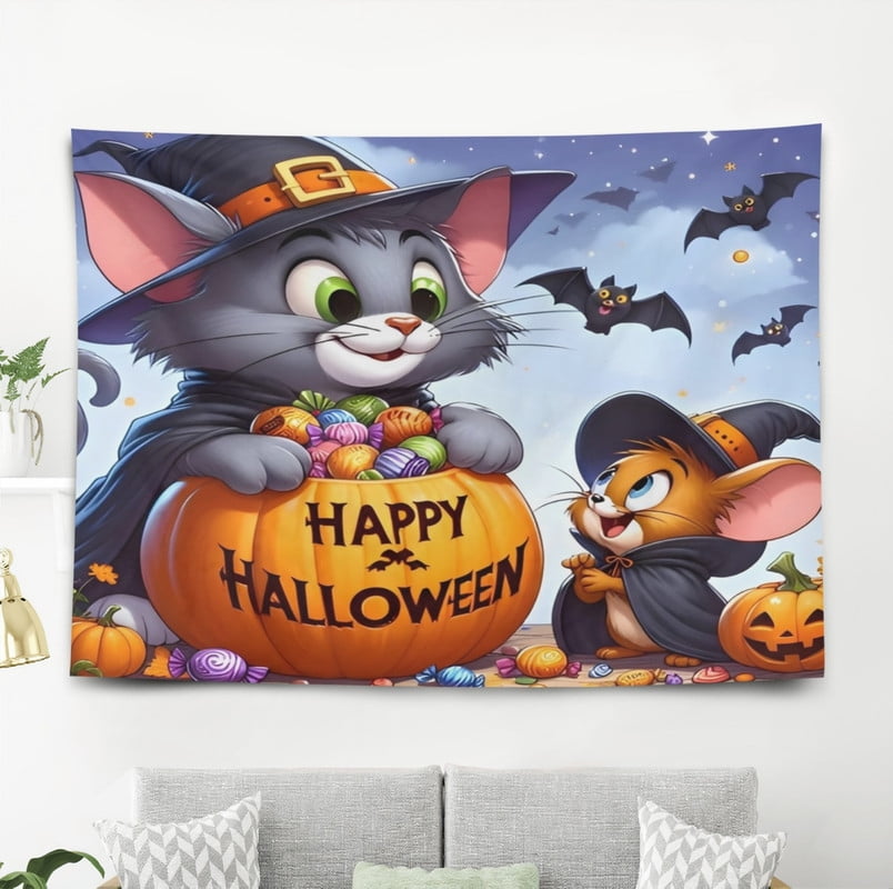 Tom and Jerry pattern wall hanging 50*60 inches high-quality peach skin ...
