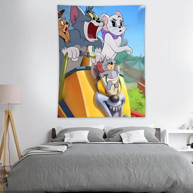 Tom and Jerry themed tapestry 40 x 60 inches with rich colors and vivid ...