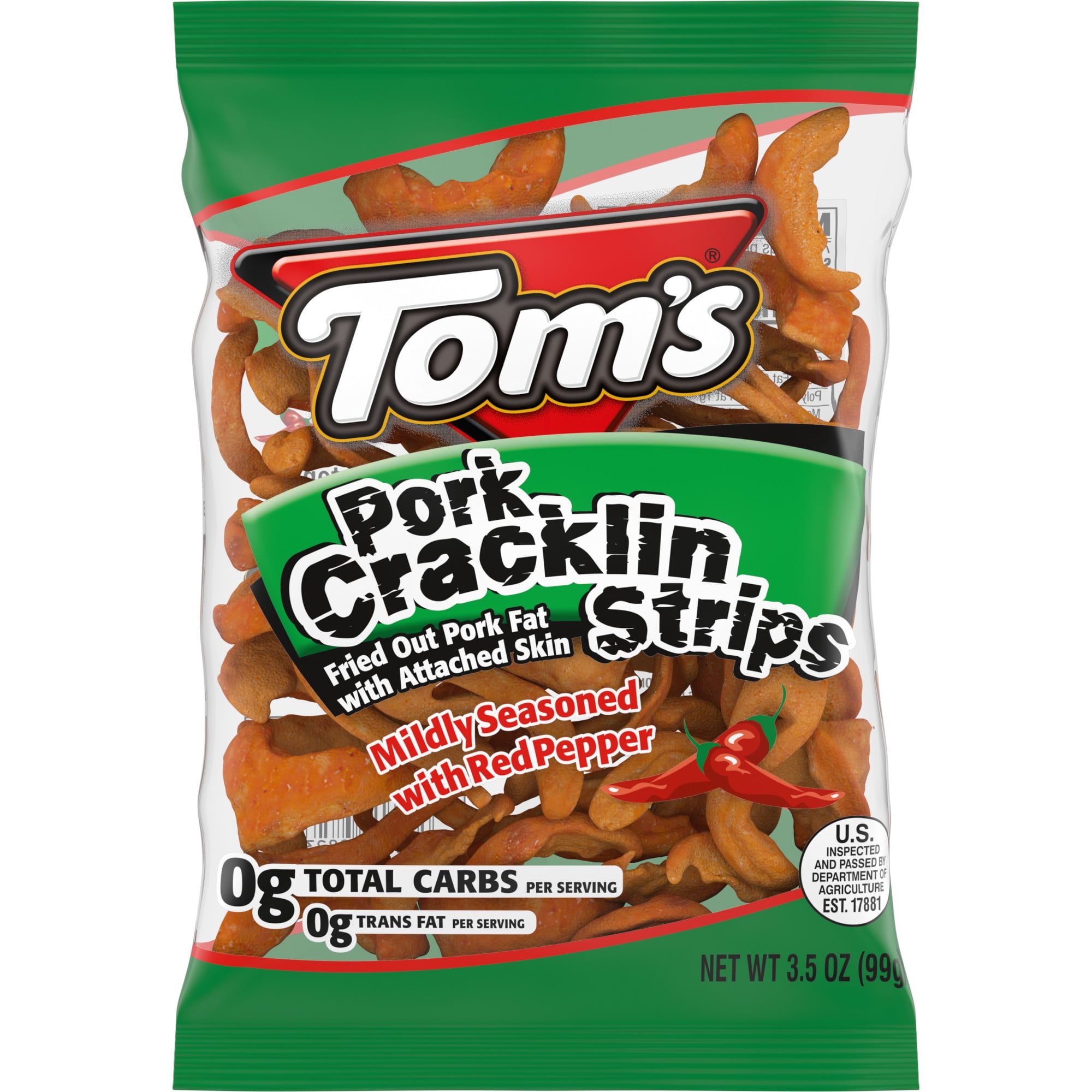 Tom's Cracklin Strips, Red Pepper, 3.5 oz Bag - Walmart.com
