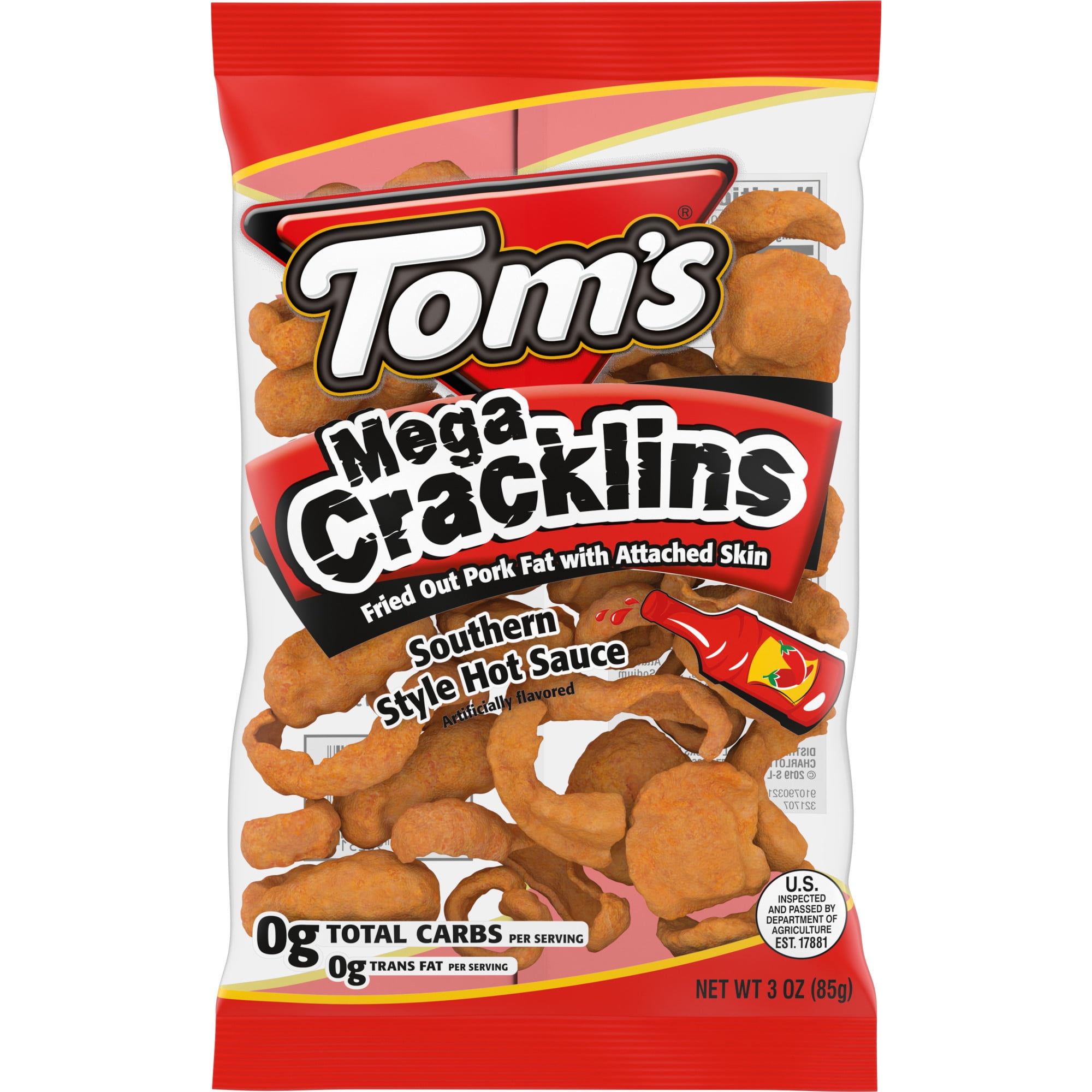 Tom's Cracklins, Southern Style Hot Sauce, 3 oz Bag - Walmart.com
