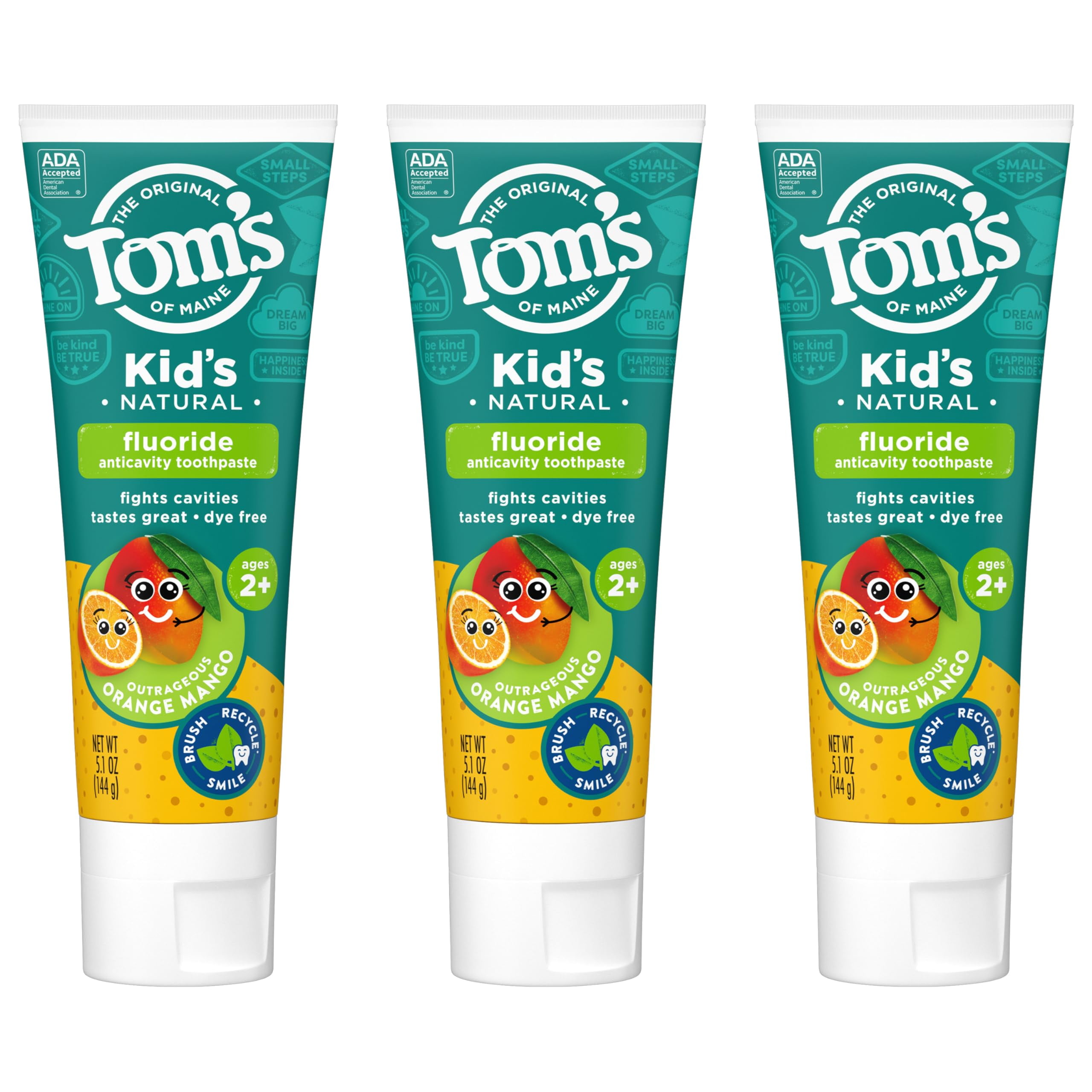 Tom's of Maine ADA Approved Fluoride Children's Toothpaste, Natural ...
