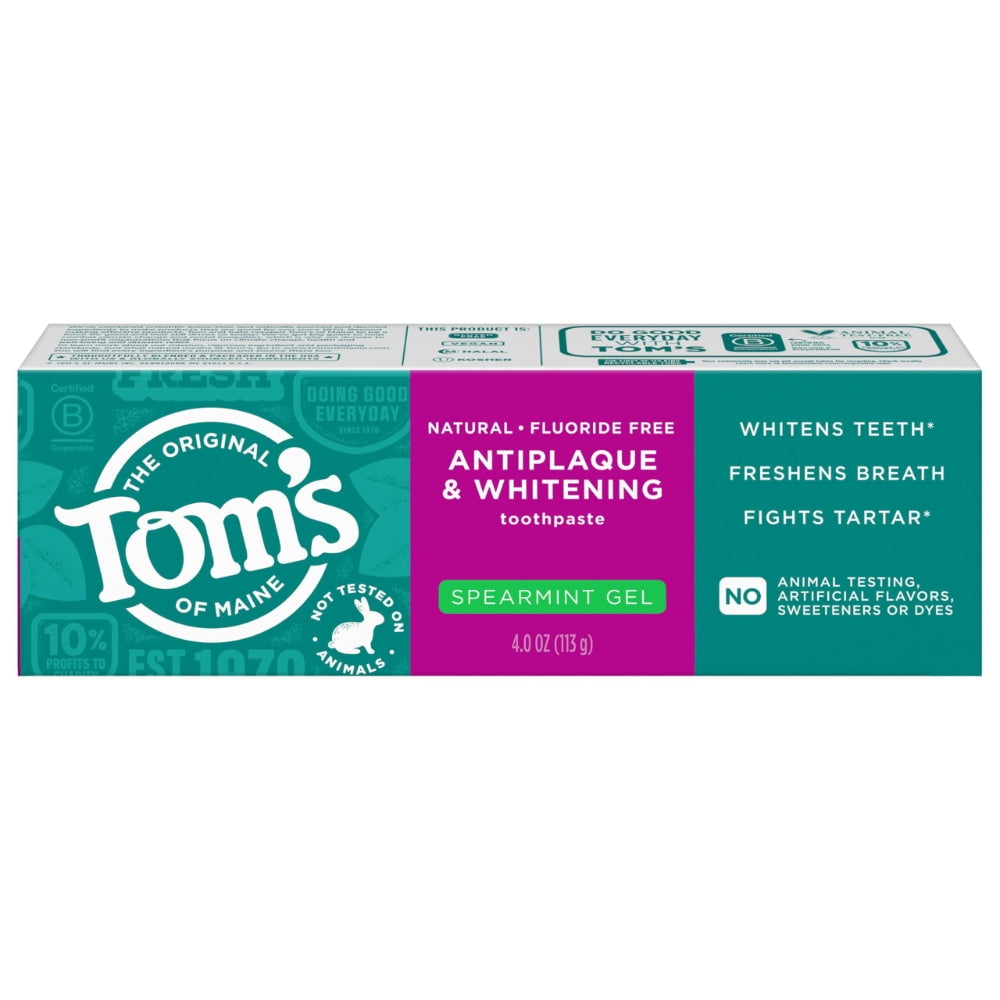 Tom's of Maine Fluoride-Free Toothpaste Gel, Antiplaque and Whitening ...