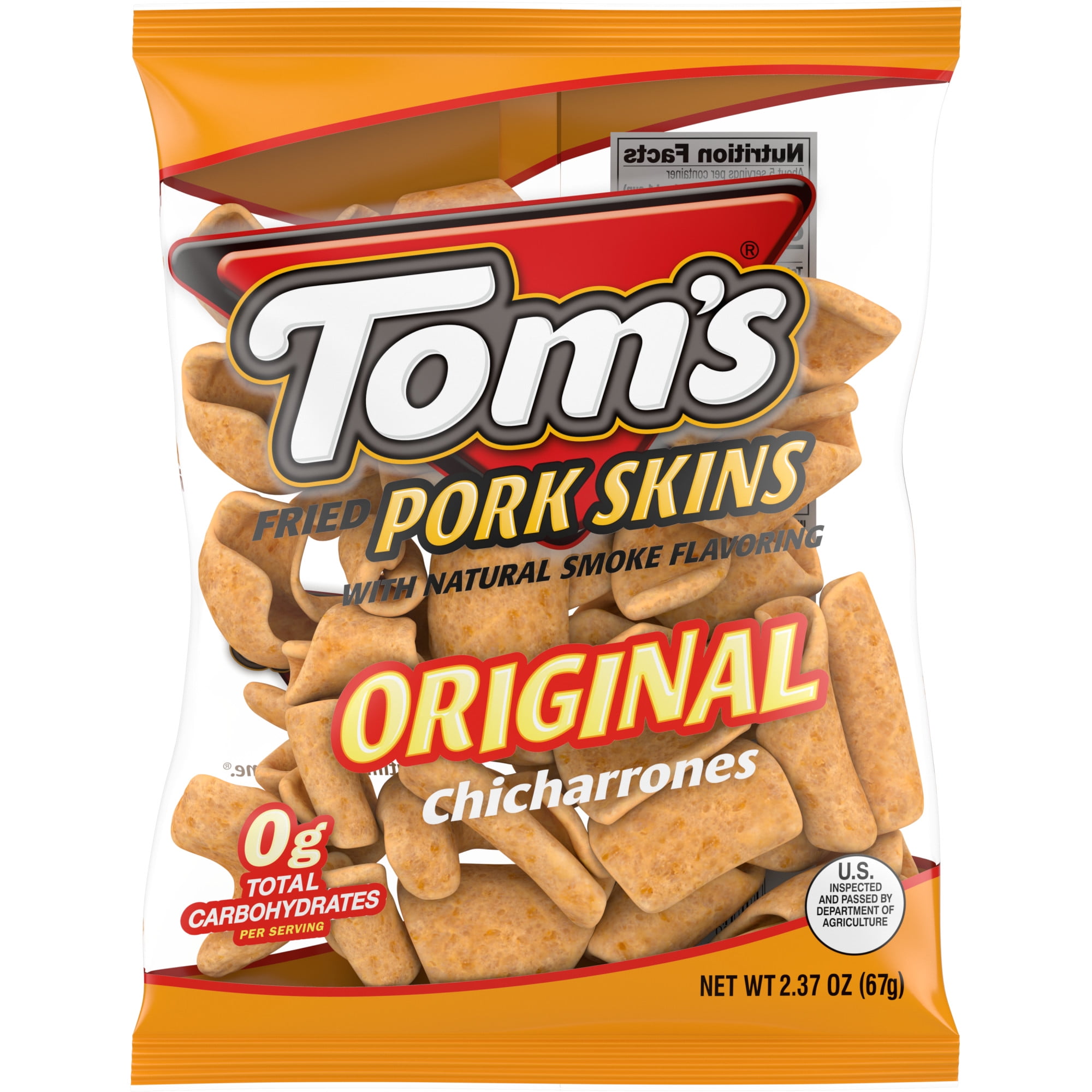 Tom's Pork Skins, Original Flavor Chicharrones, 2.375 oz - Walmart.com