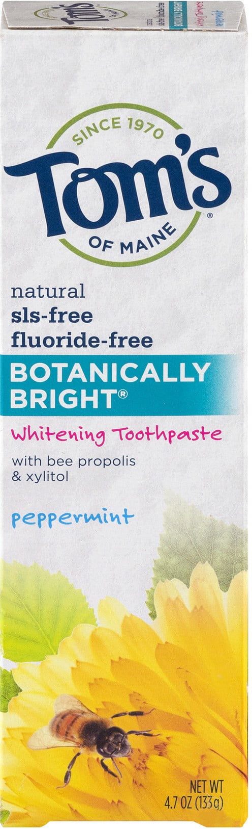 Tom's of Maine Botanically Bright Peppermint Whitening Toothpaste, 4.7 ...