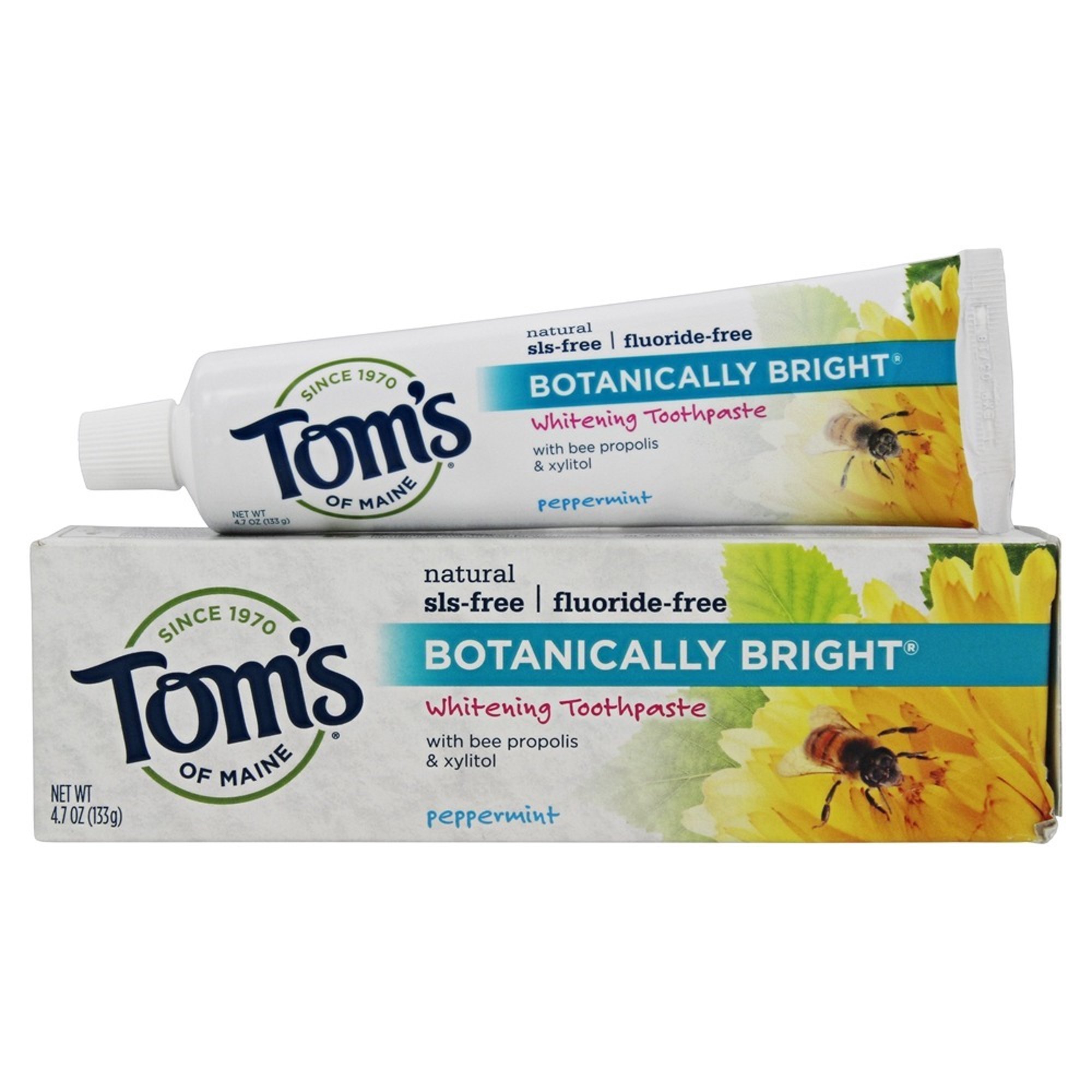 Tom's of Maine Botanically Bright Peppermint Whitening Toothpaste, 4.7 ...