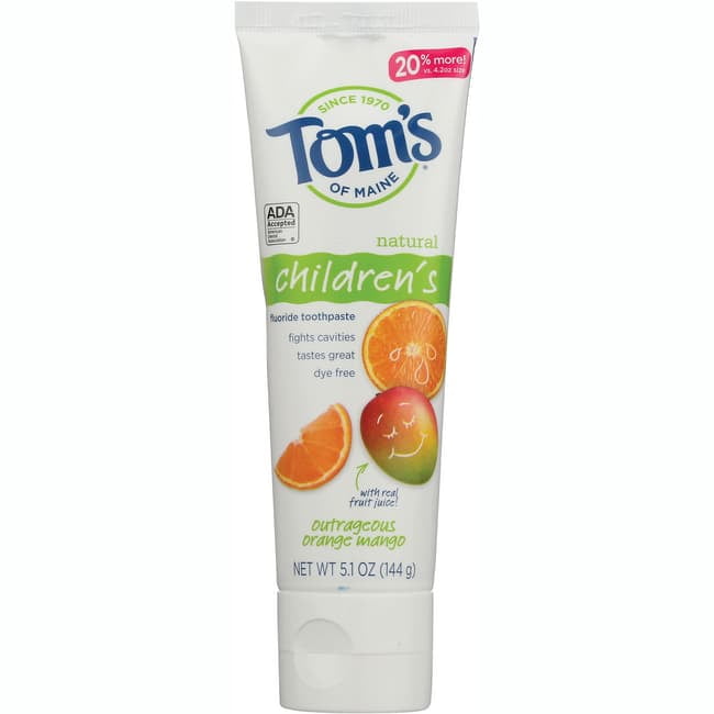 Tom's of Maine Children's Anticavity Toothpaste, Orange Mango Flavor, 5 ...