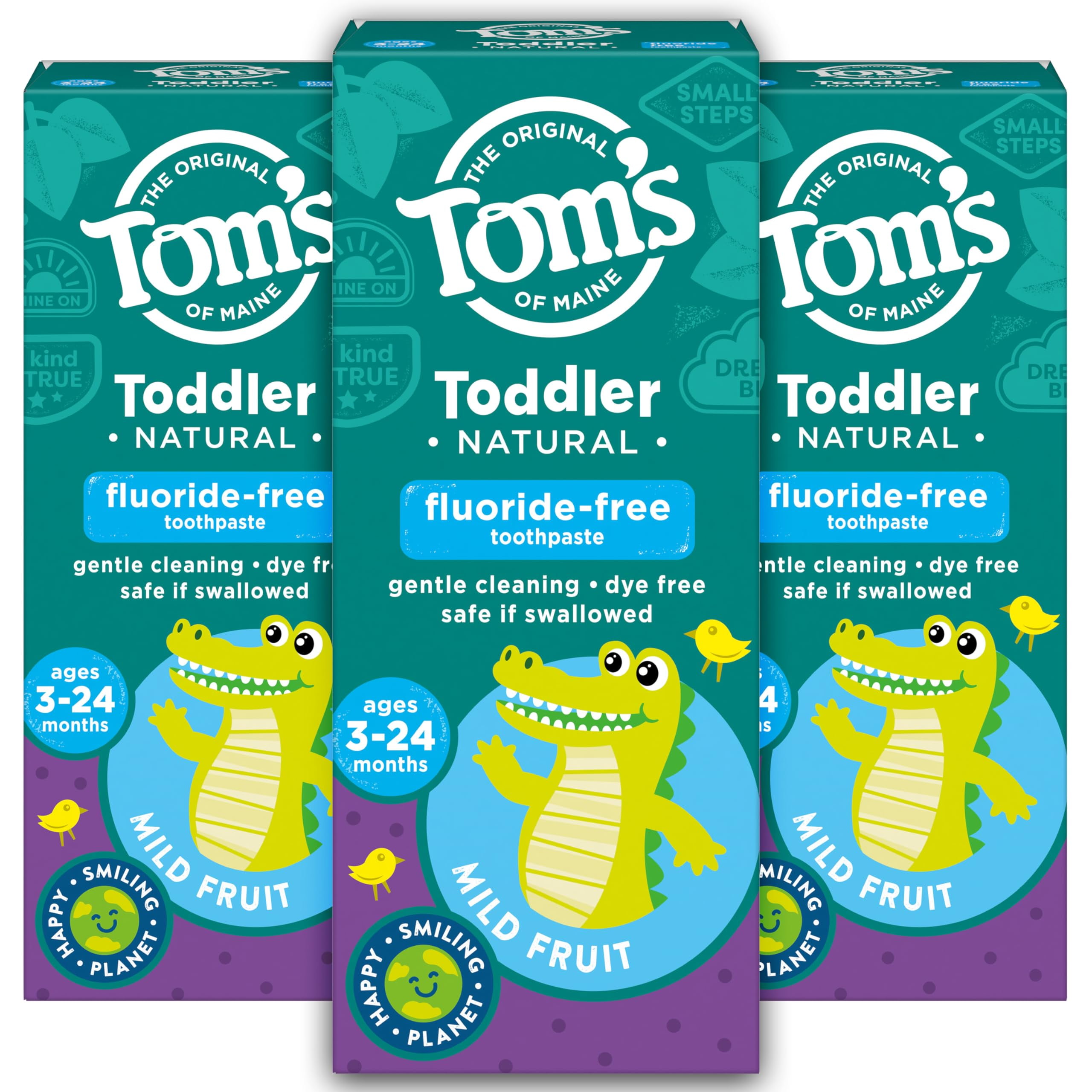 Tom's of Maine Fluoride-Free Toddler Training Toothpaste, Mild Fruit, 1 ...