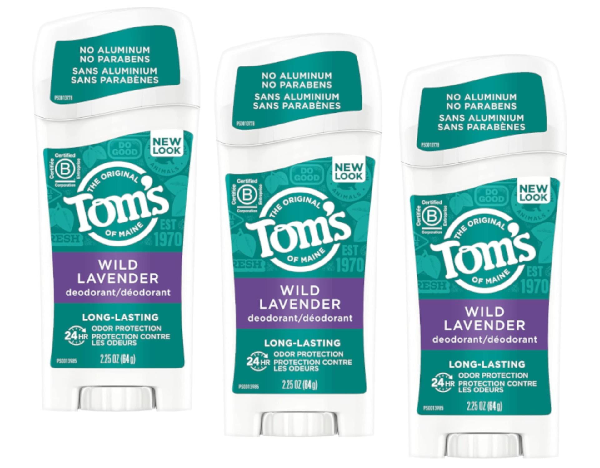 Tom's of Maine Natural Deodorant, Aluminum-Free, Wild Lavender, 3-Pack ...