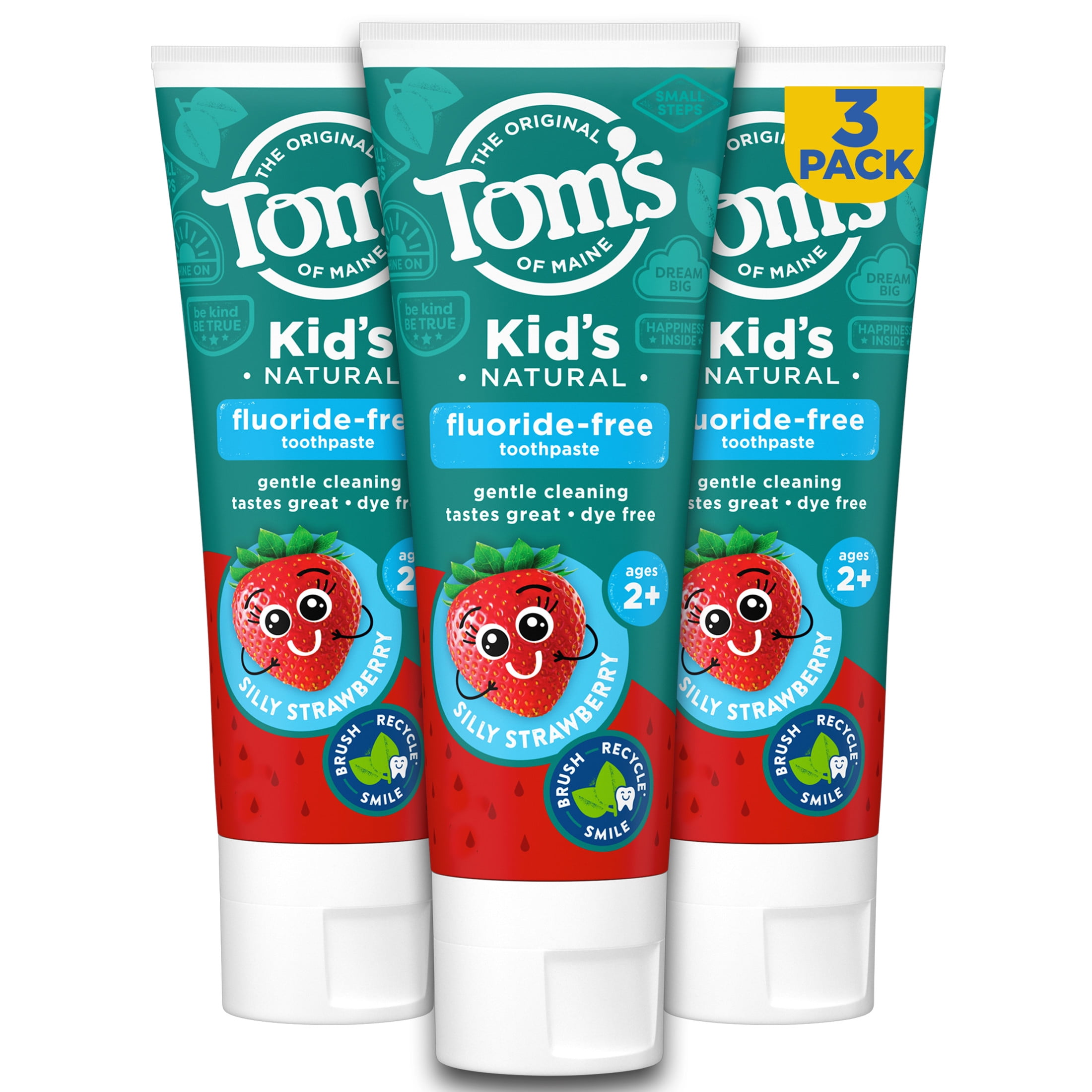 Tom's of Maine Kids Natural Toothpaste, Fluoride-Free, Silly Strawberry ...