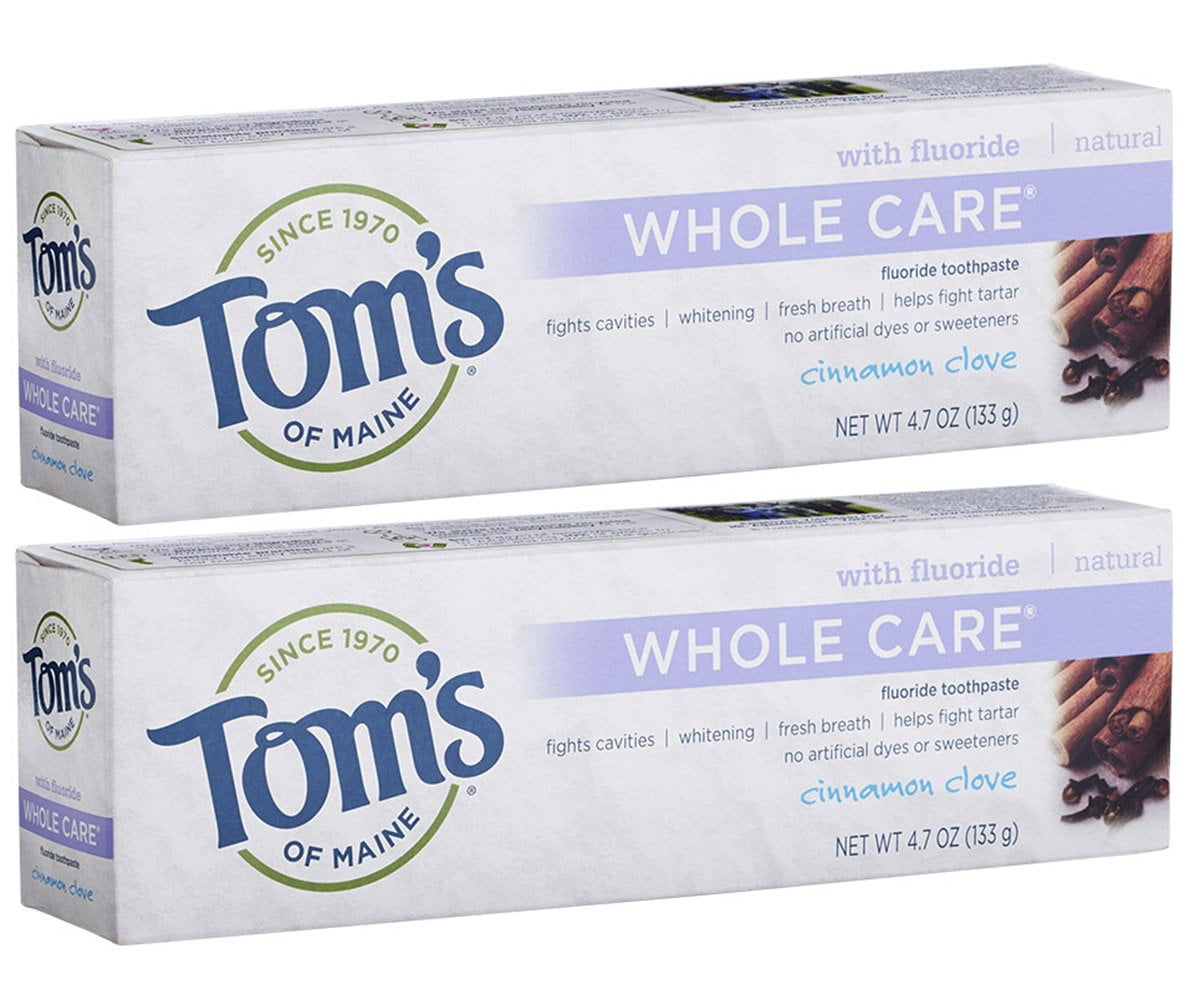 Tom's of Maine Whole DHF10 Care Fluoride Toothpaste, Cinnamon Clove, 4. ...