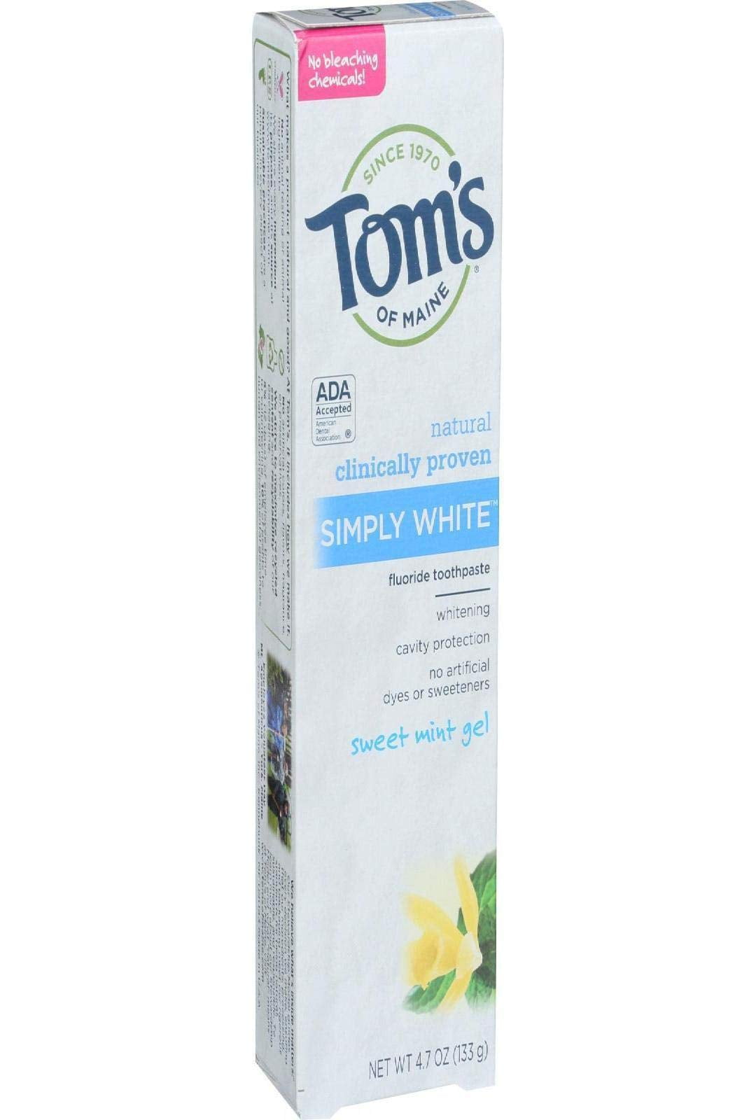 Tom's of Maine Natural Simply HYZ01 White Toothpaste, Sweet Mint Gel, 4 ...