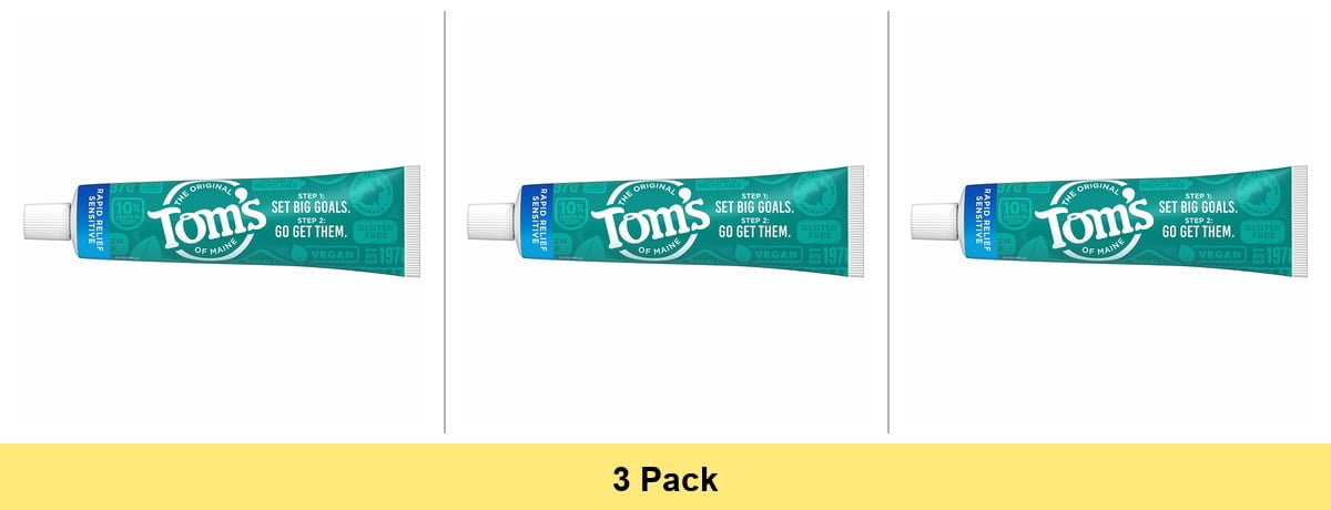 Tom's of Maine Rapid Relief Sensitive Toothpaste, Fluoride Free, Fresh ...