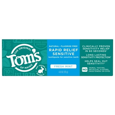 Tom's of Maine Rapid Relief Sensitive Natural Toothpaste, Fresh Mint ...