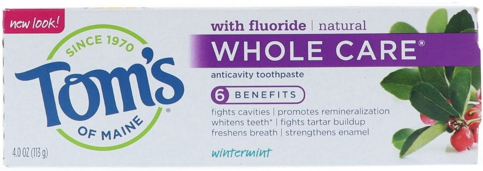 Tom's of Maine Whole Care Toothpaste, Wintermint Flavor, Cavity ...