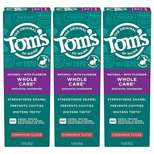 Tom's of Maine Whole Care Natural Toothpaste with Fluoride, Cinnamon ...