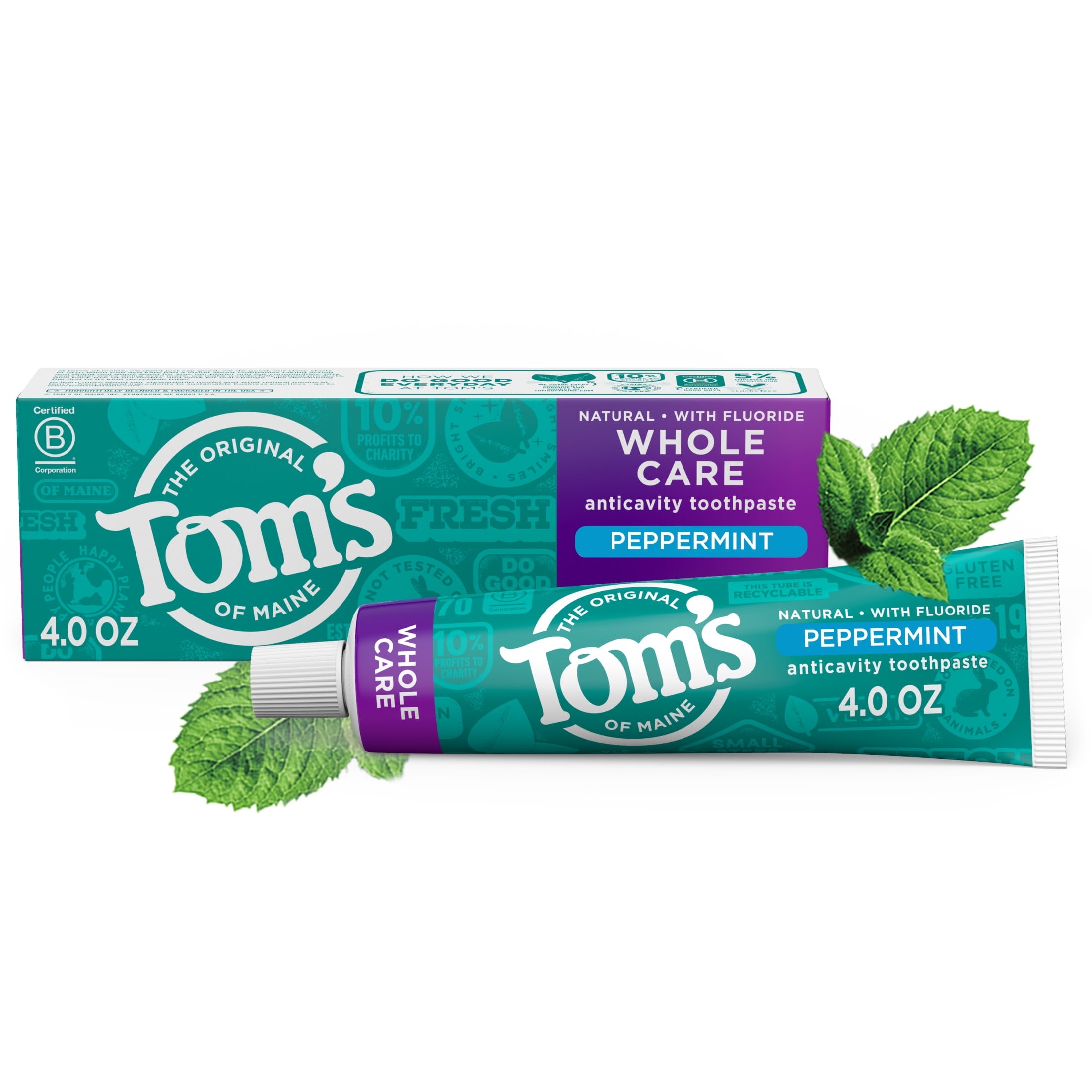 Tom’s of Maine Whole Care Natural Toothpaste with Fluoride, Peppermint ...