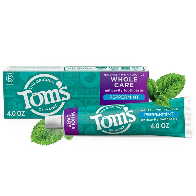 Tom’s of Maine Whole Care Natural Toothpaste with Fluoride, Peppermint ...