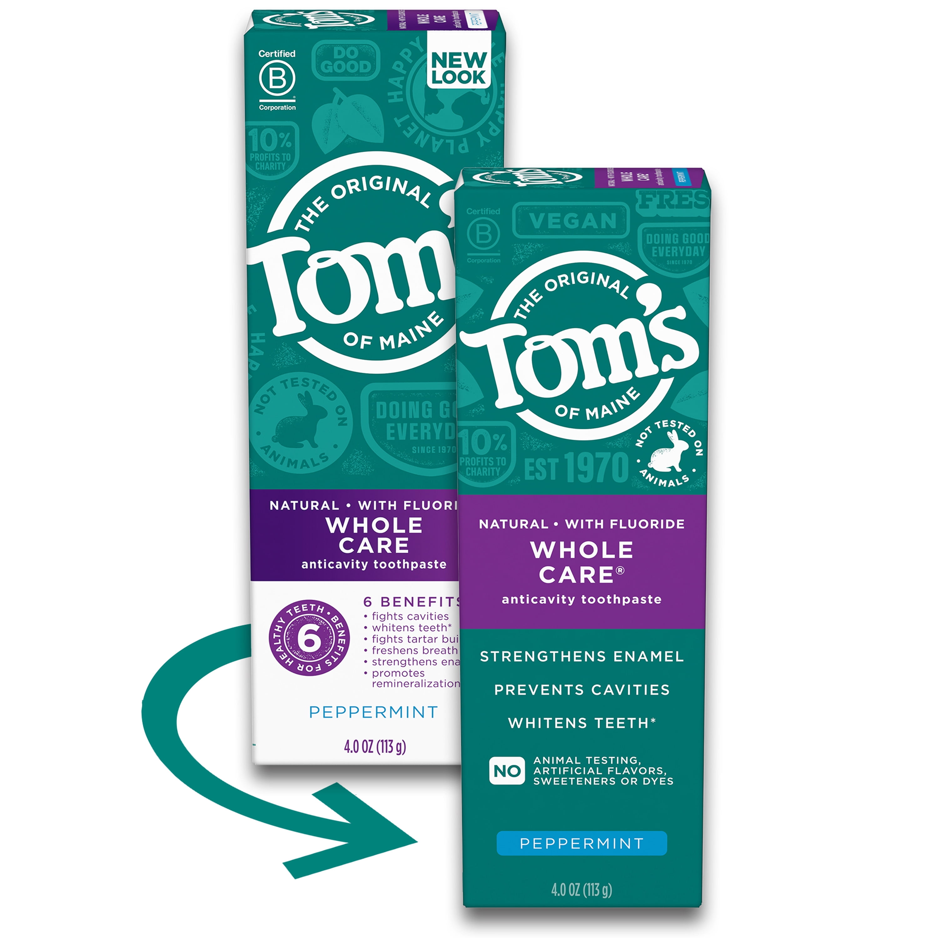 Tom’s of Maine Whole Care Natural Toothpaste with Fluoride, Peppermint ...